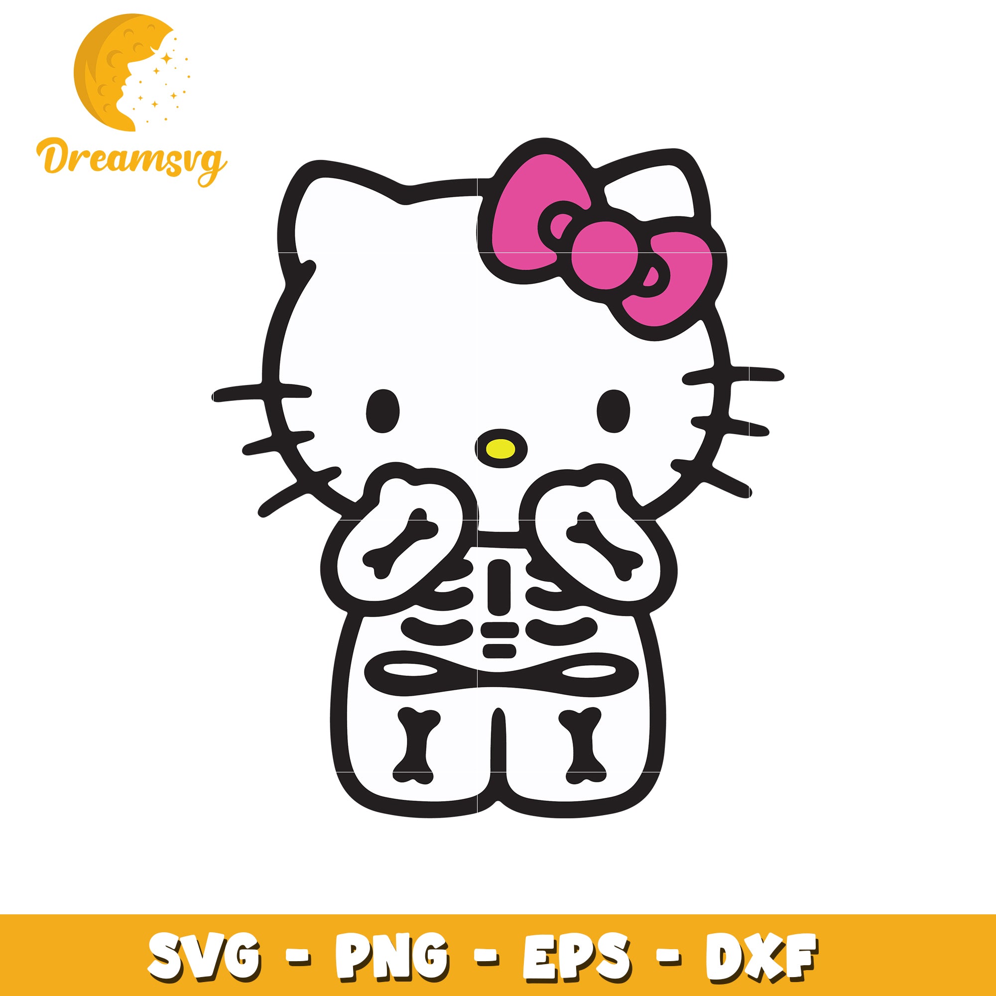 Cute Hello Kitty Skeleton SVG File for Crafting and Design Use ...