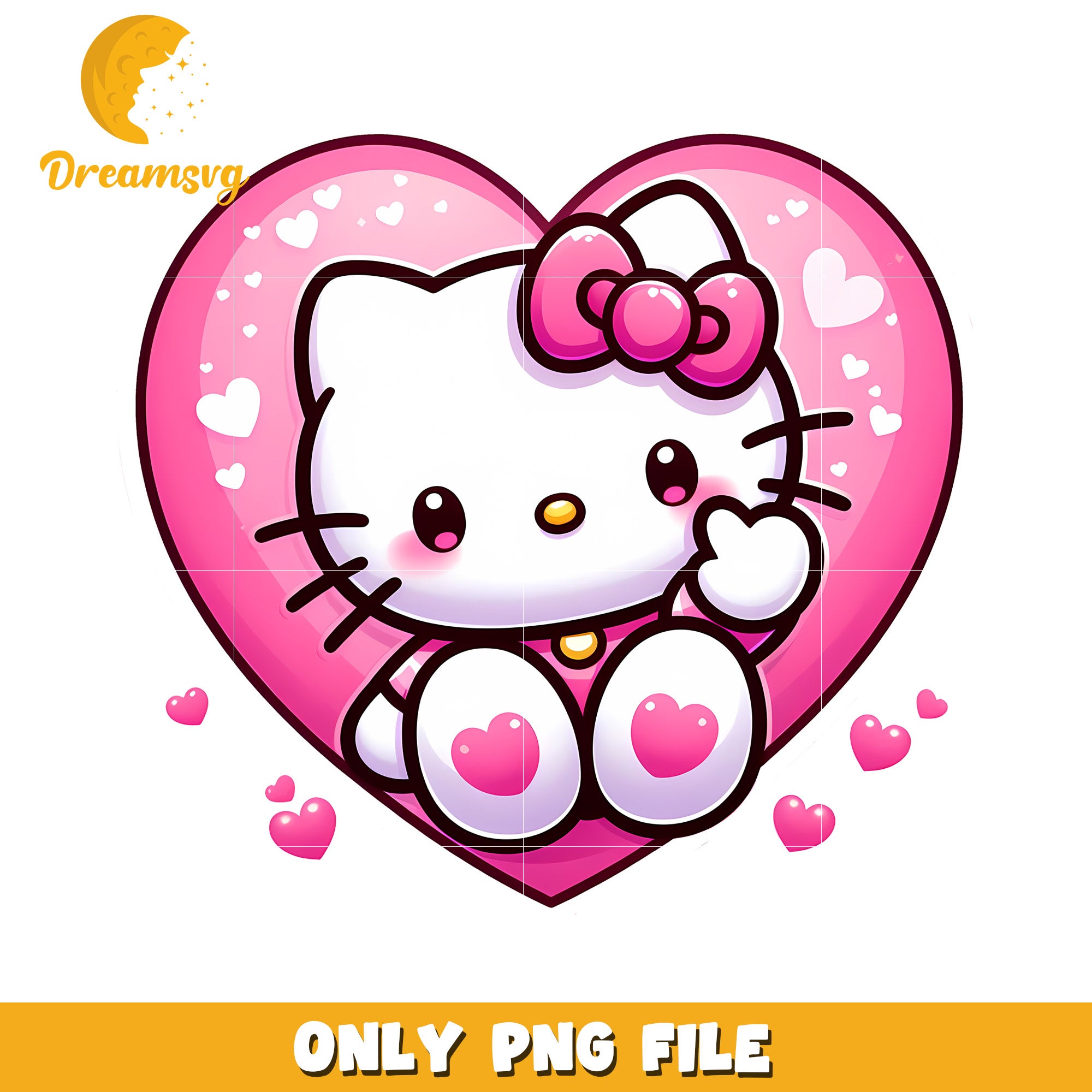 Cute Hello Kitty in Heart PNG File for Kids and Collectors – DreamSVG Store