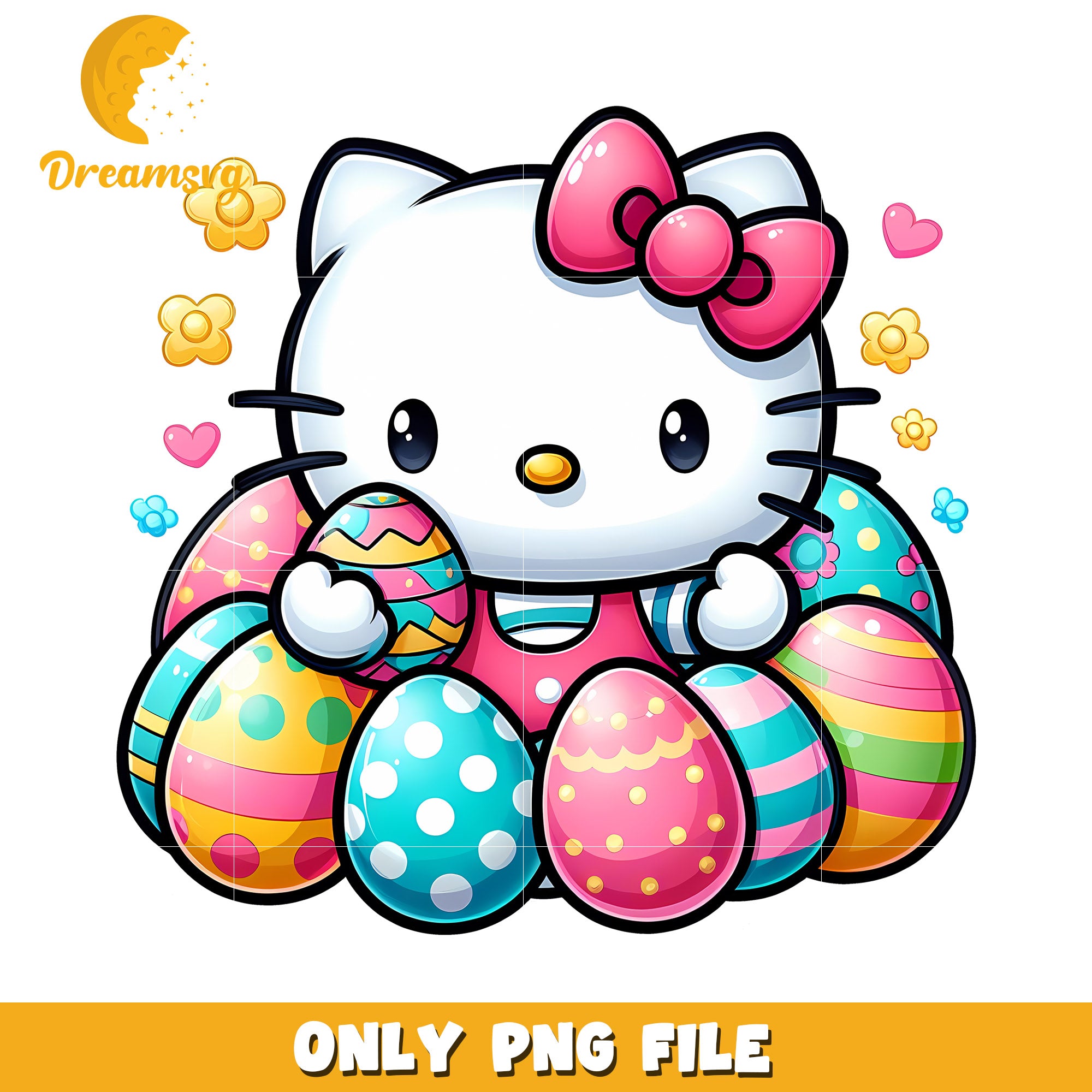Cute Hello Kitty with Easter Eggs PNG File Downloadable Art – DreamSVG ...