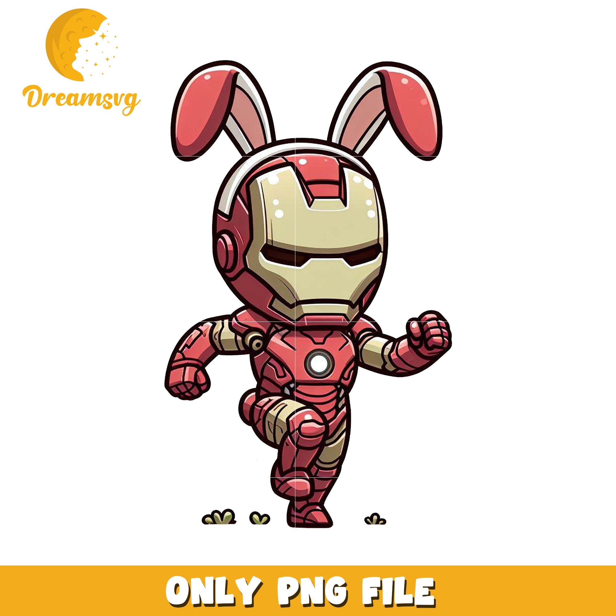 Cute Iron Bunny Character PNG for Creative Projects – DreamSVG Store