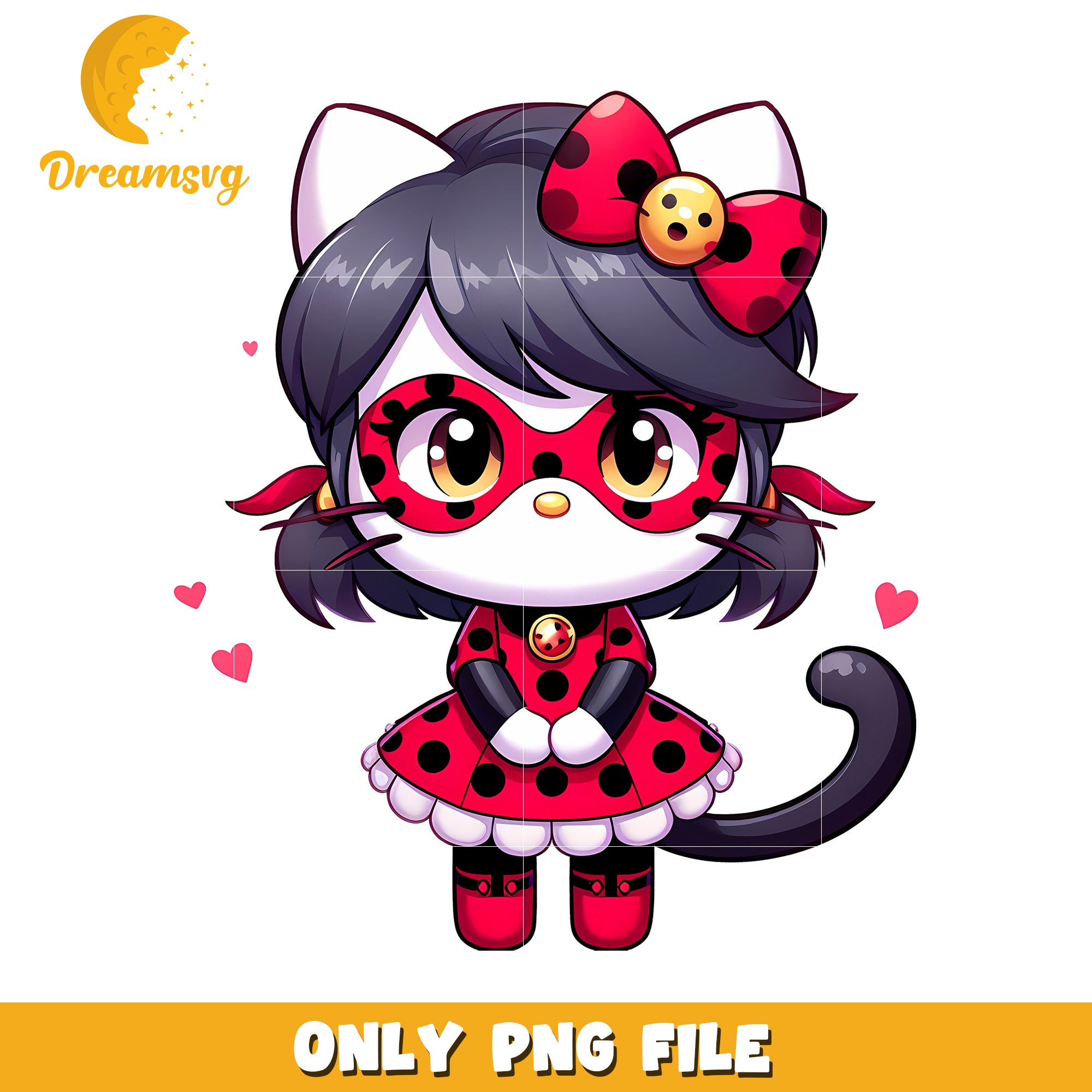 Cute Ladybug Cat PNG Clipart – DreamSVG Store
