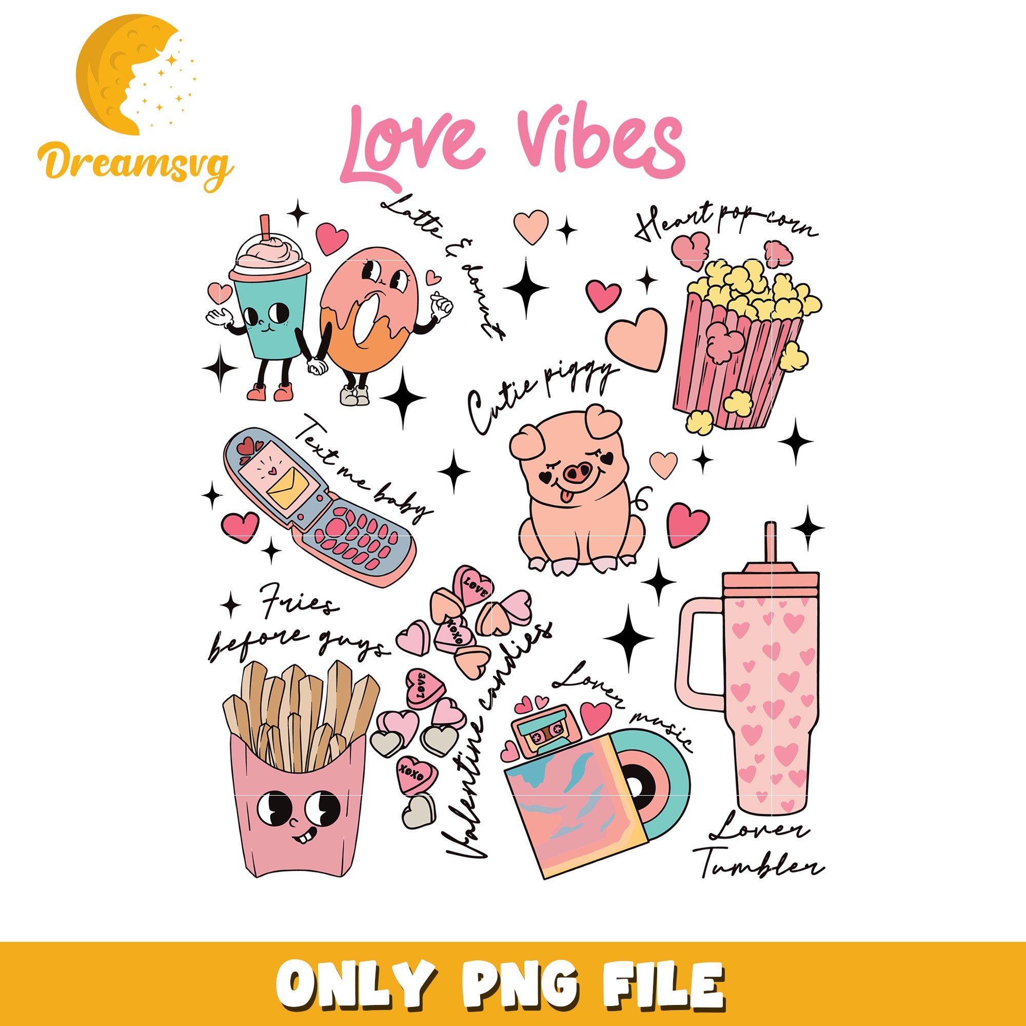 Cute Love Vibes PNG Clipart – DreamSVG Store