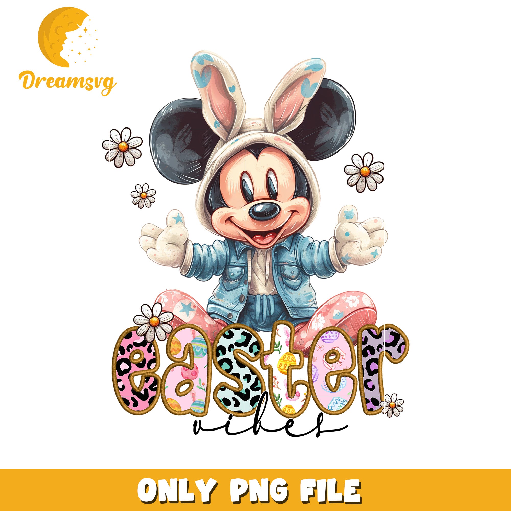 Cute Mickey Mouse Easter Vibes PNG Artwork for Spring Fun – DreamSVG Store