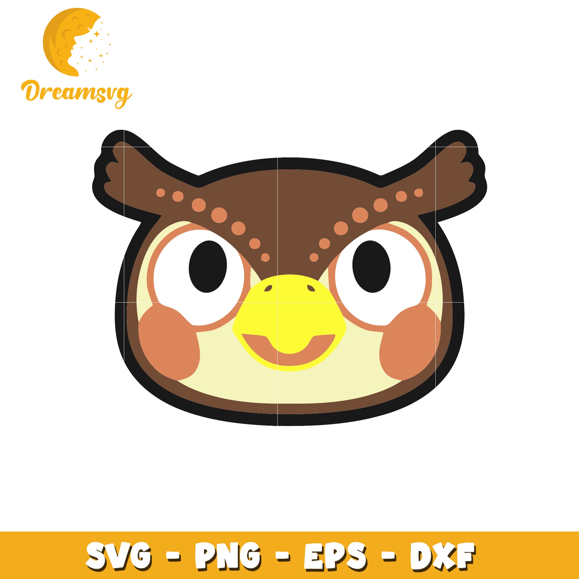 Cute Owl Face SVG PNG EPS DXF – DreamSVG Store