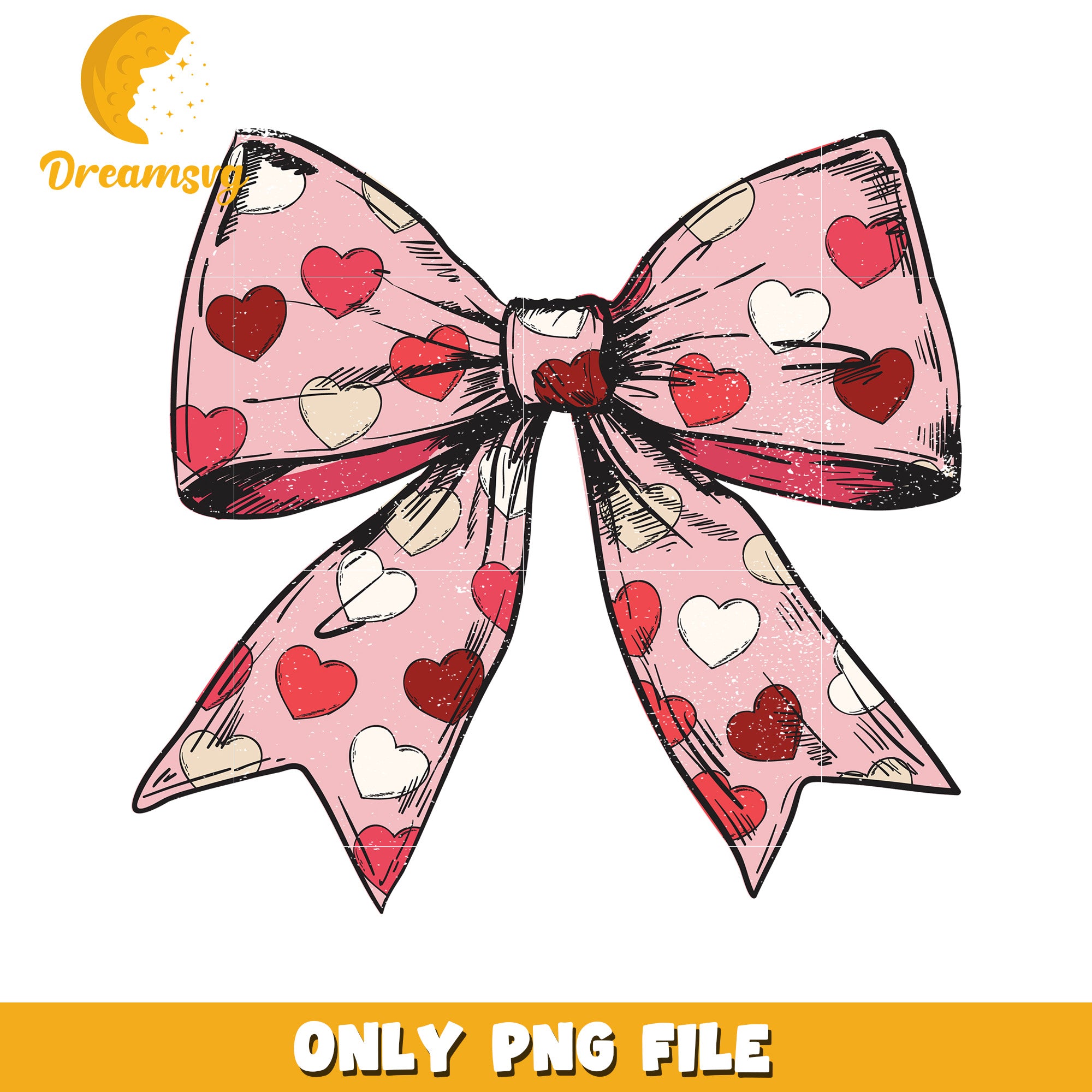Cute Pink Heart Bow Design PNG for Crafts and Decor – DreamSVG Store