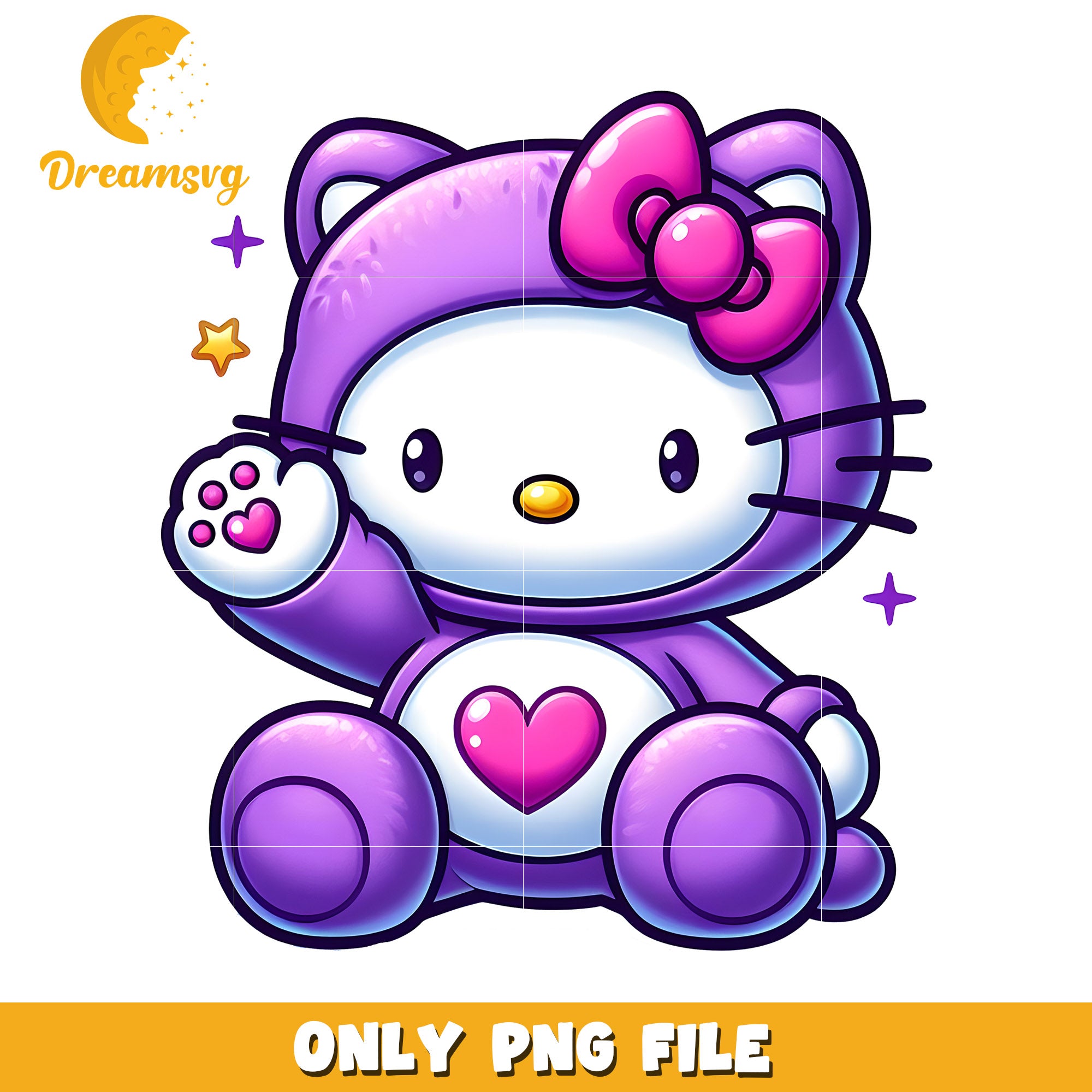 Cute Purple Hello Kitty PNG – DreamSVG Store