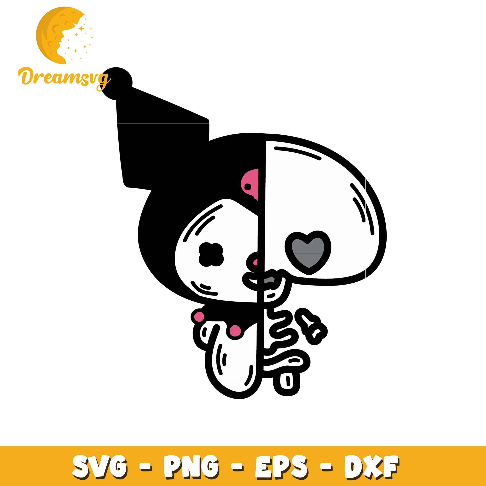 Cute Split Face Kawaii SVG PNG EPS DXF – DreamSVG Store