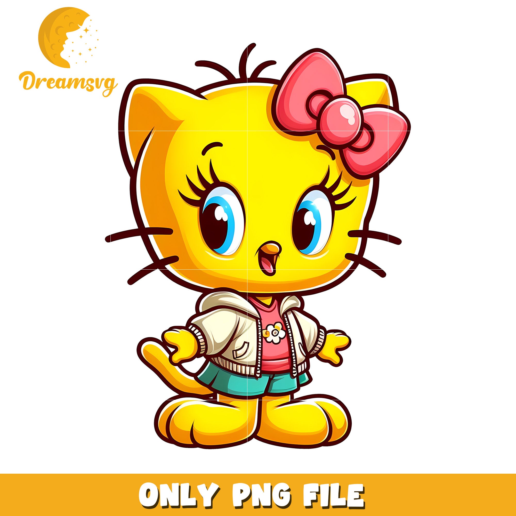 Cute Yellow Kitty PNG Cartoon Image – DreamSVG Store
