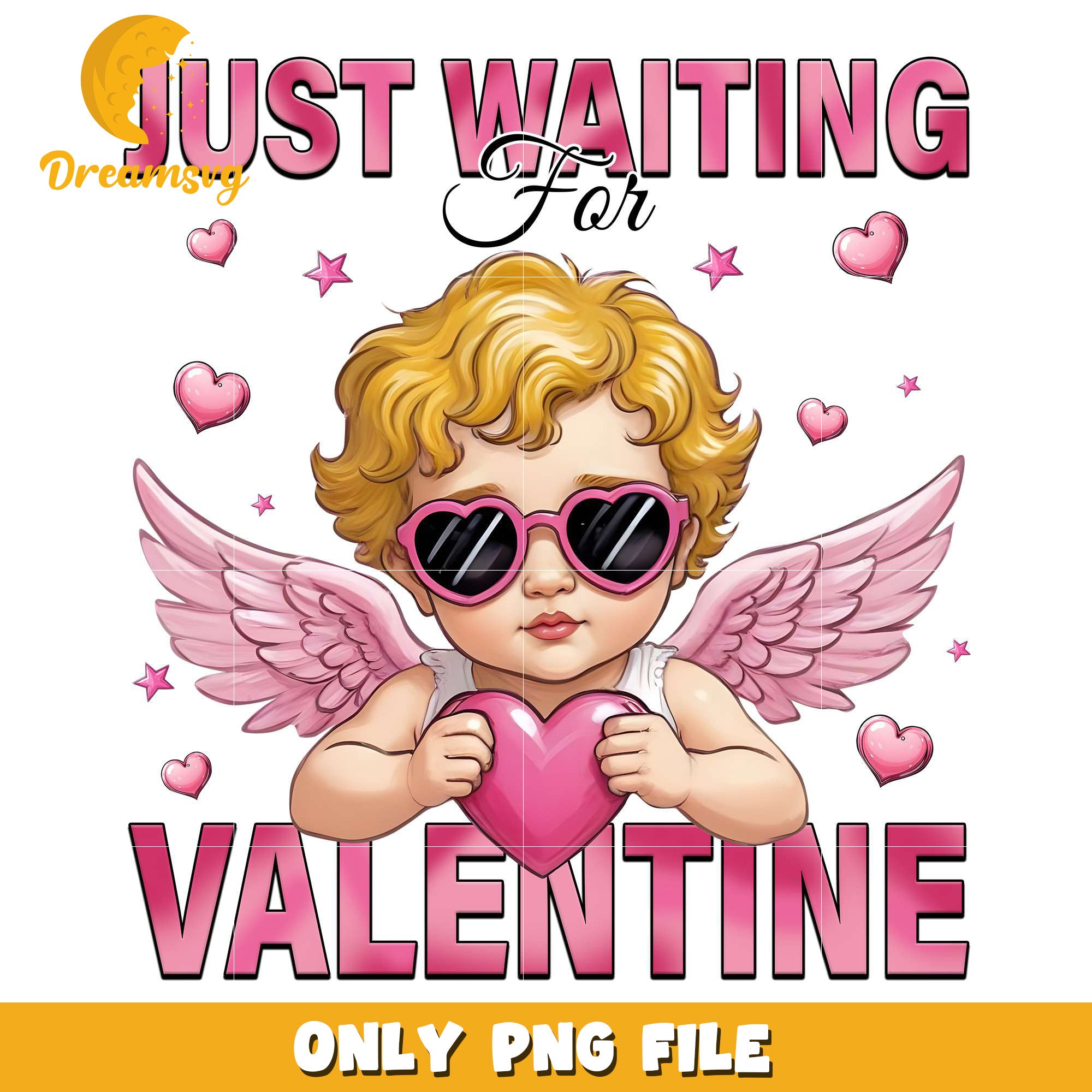 Cute pink cupid just waiting for valentine png, cupid png – DreamSVG Store
