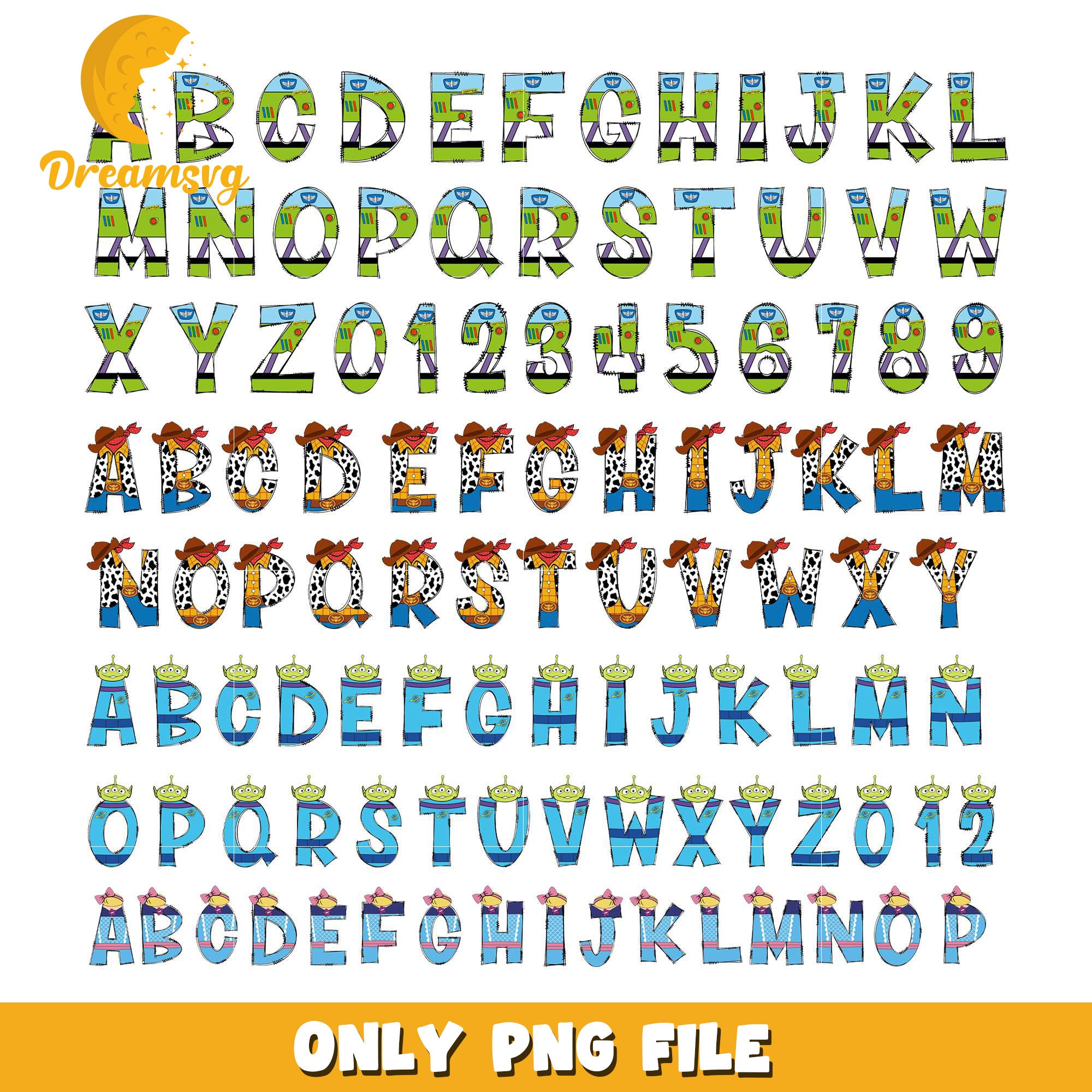 Toy story font design bundle png, disney toy story png – DreamSVG Store