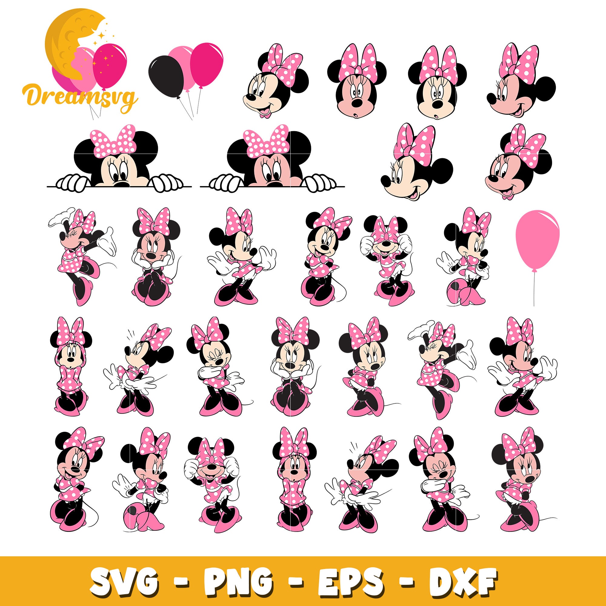Disney minnie mouse pink design bundle svg, cute minnie mouse svg ...