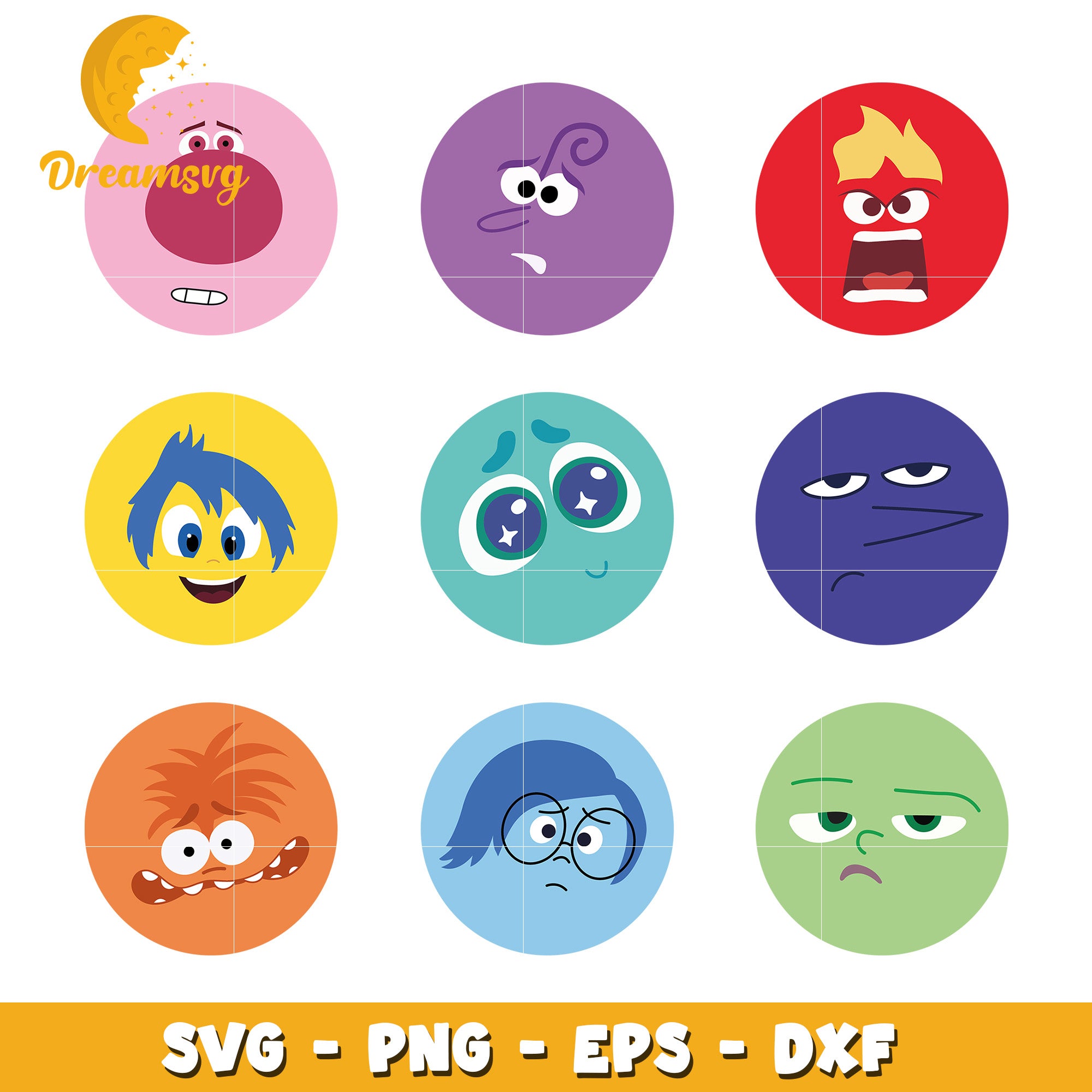 Inside out 2 character face design bundle svg, Inside out 2 svg ...