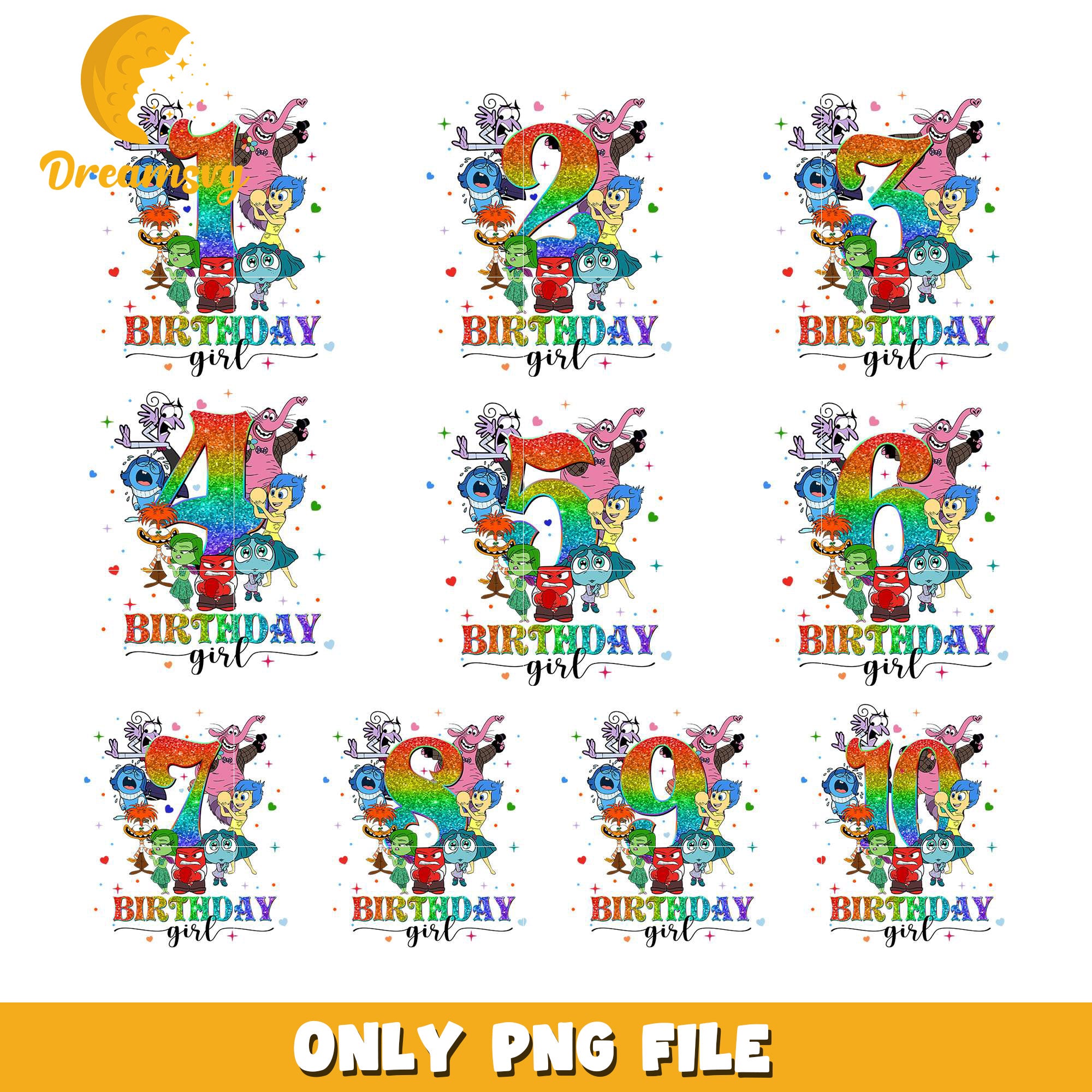 Inside out birthday girl numbers bundle png, inside out png – DreamSVG ...