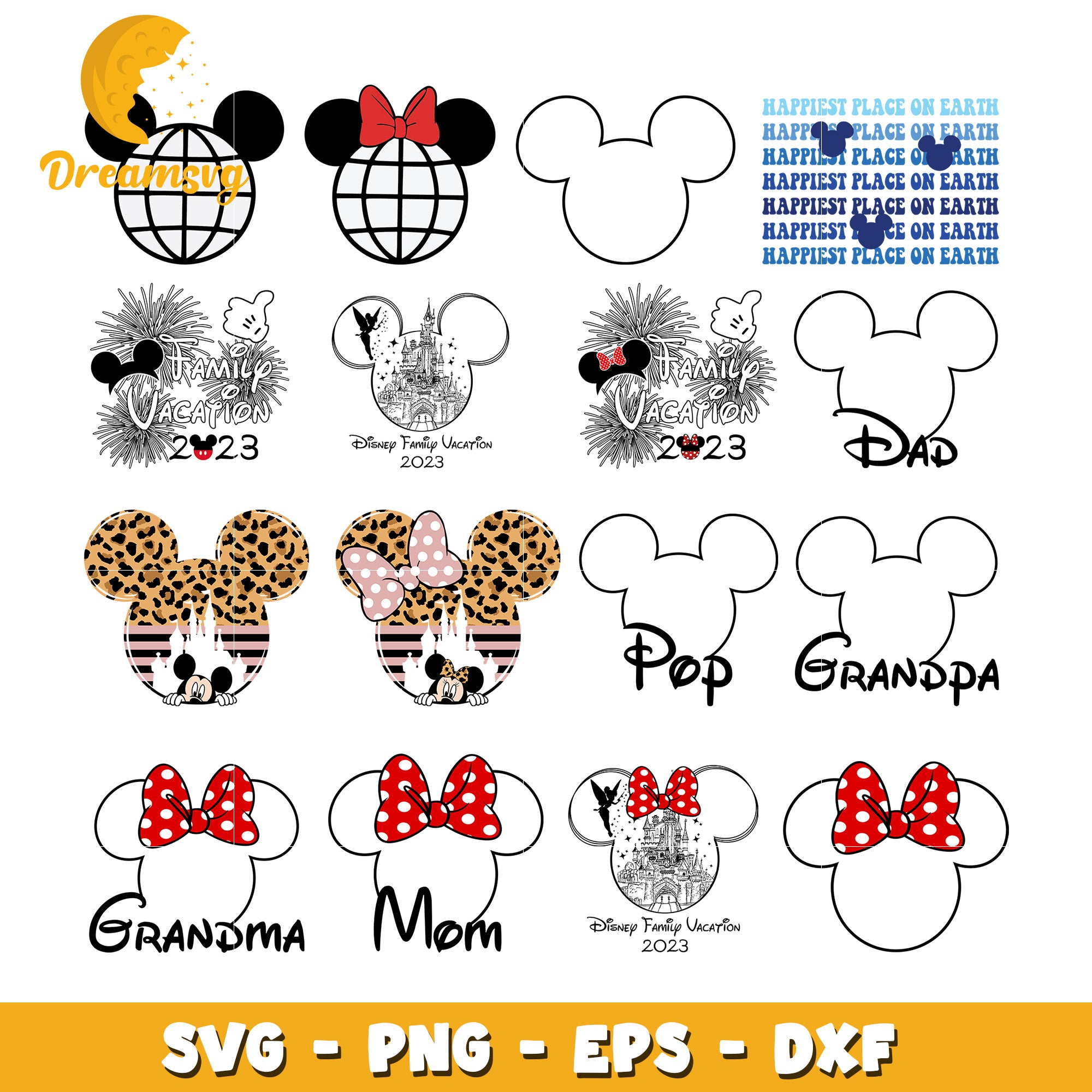 Mickey head family design bundle svg, mickey mouse head svg – DreamSVG ...