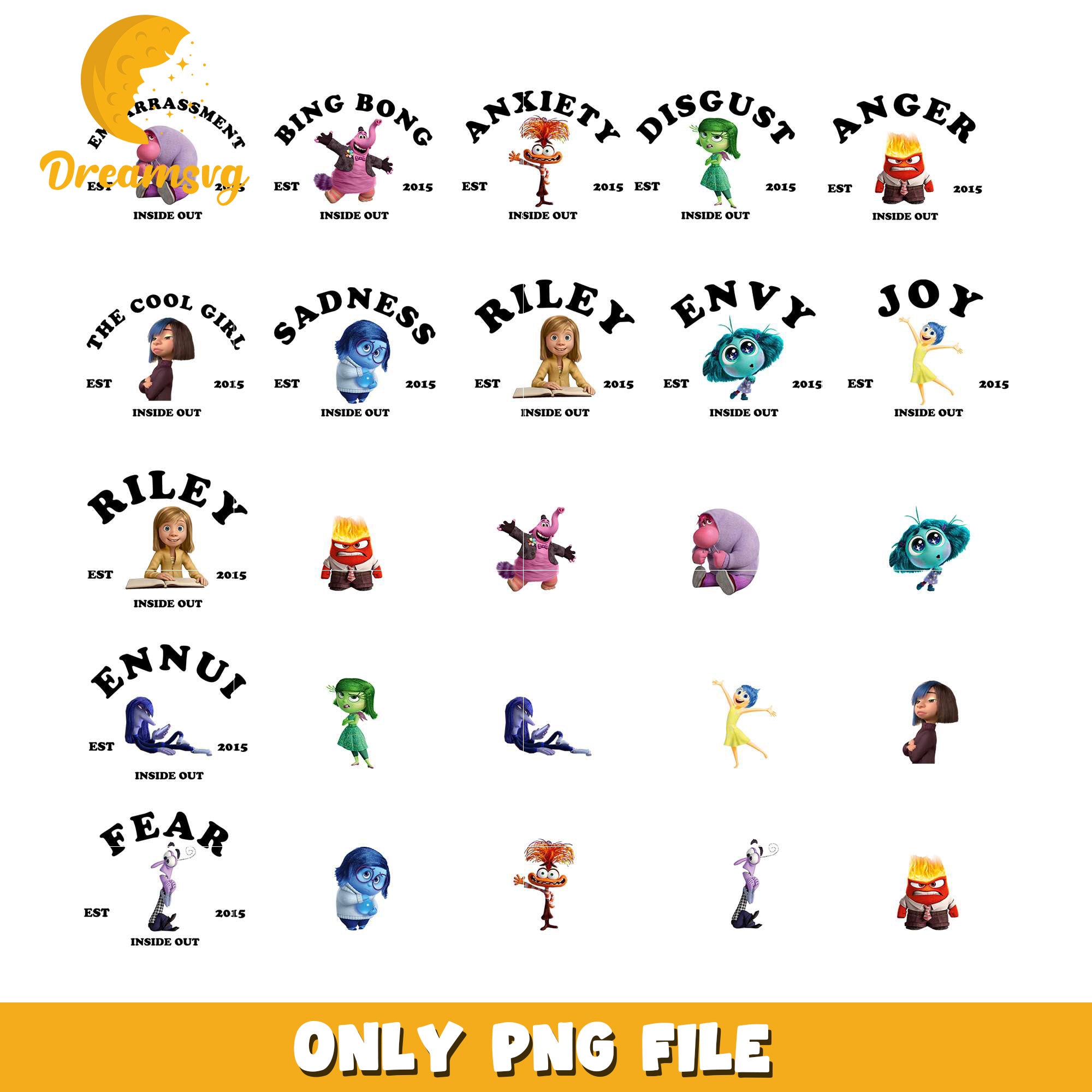 Envy est 2015 inside out design bundle png, Inside out 2 characters pn ...