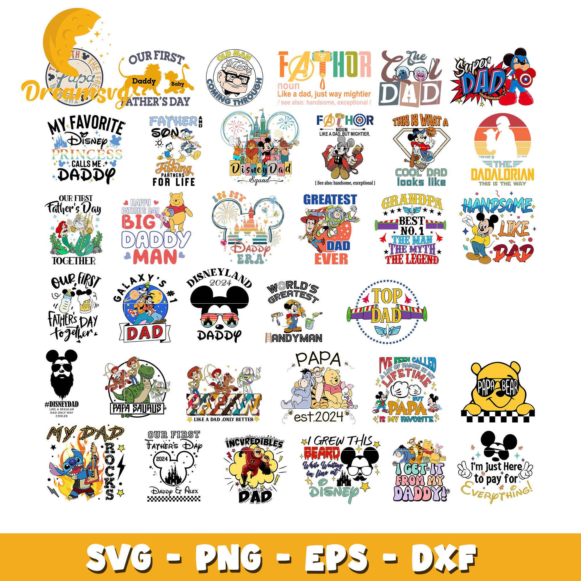 Mickey face disneyland daddy 2024 design bundle svg, disney dad svg ...