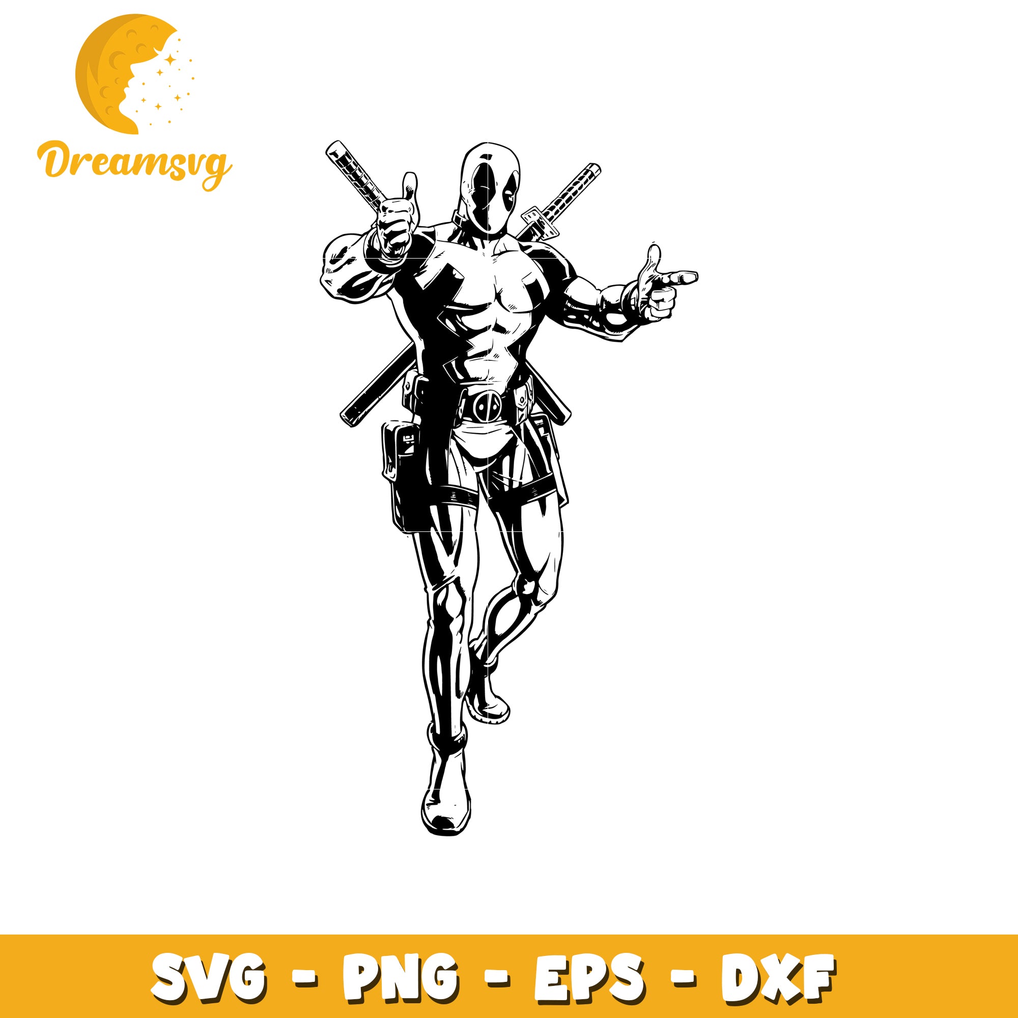 Deadpool Action Pose SVG Graphic for Crafting Projects – DreamSVG Store