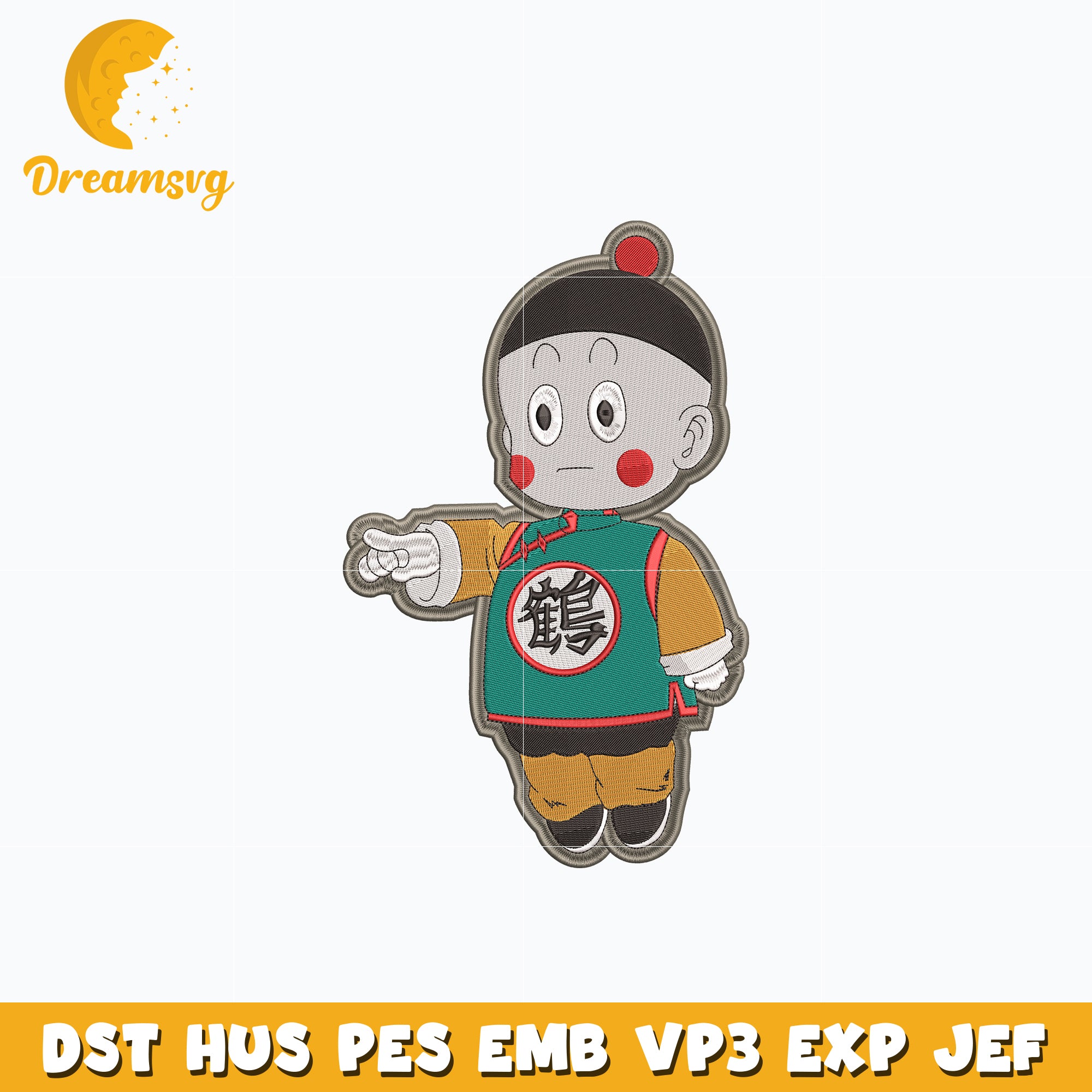 Chiaotzu dragon ball embroidery design – DreamSVG Store