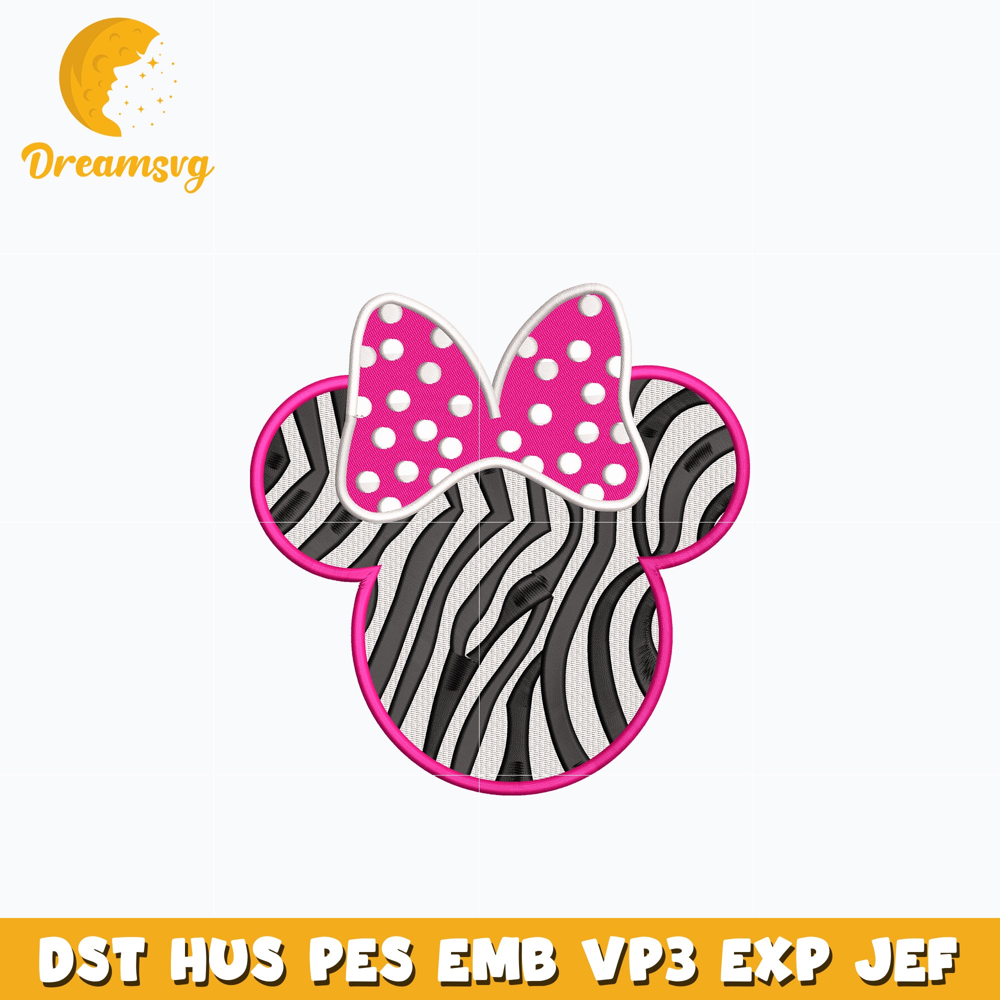 Minnie head zebra embroidery design – DreamSVG Store