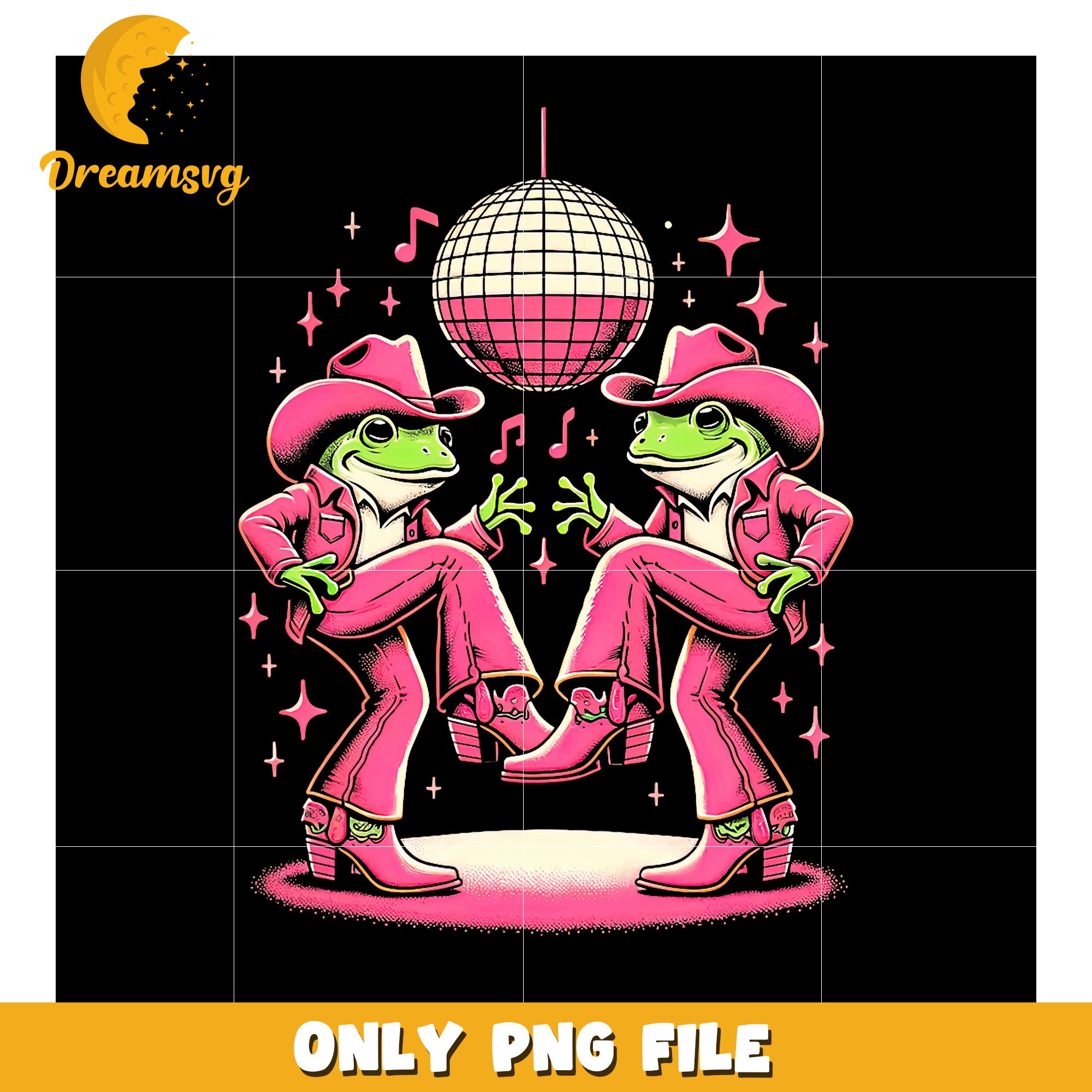 Disco Frogs PNG Pink Cowboy Frogs Dancing – DreamSVG Store