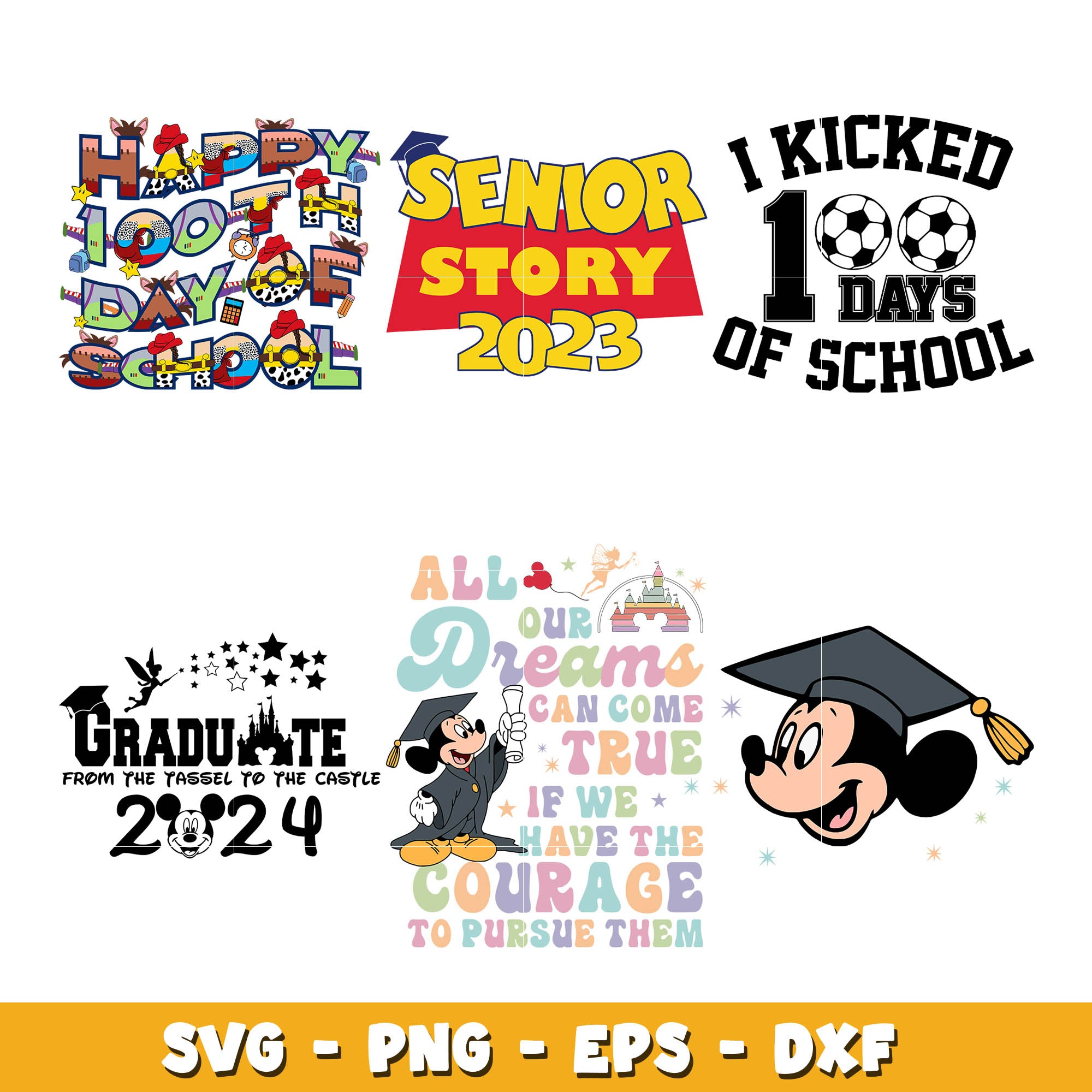 Disney mickey 100 day school svg bundle, Disney mickey svg, Disney svg ...