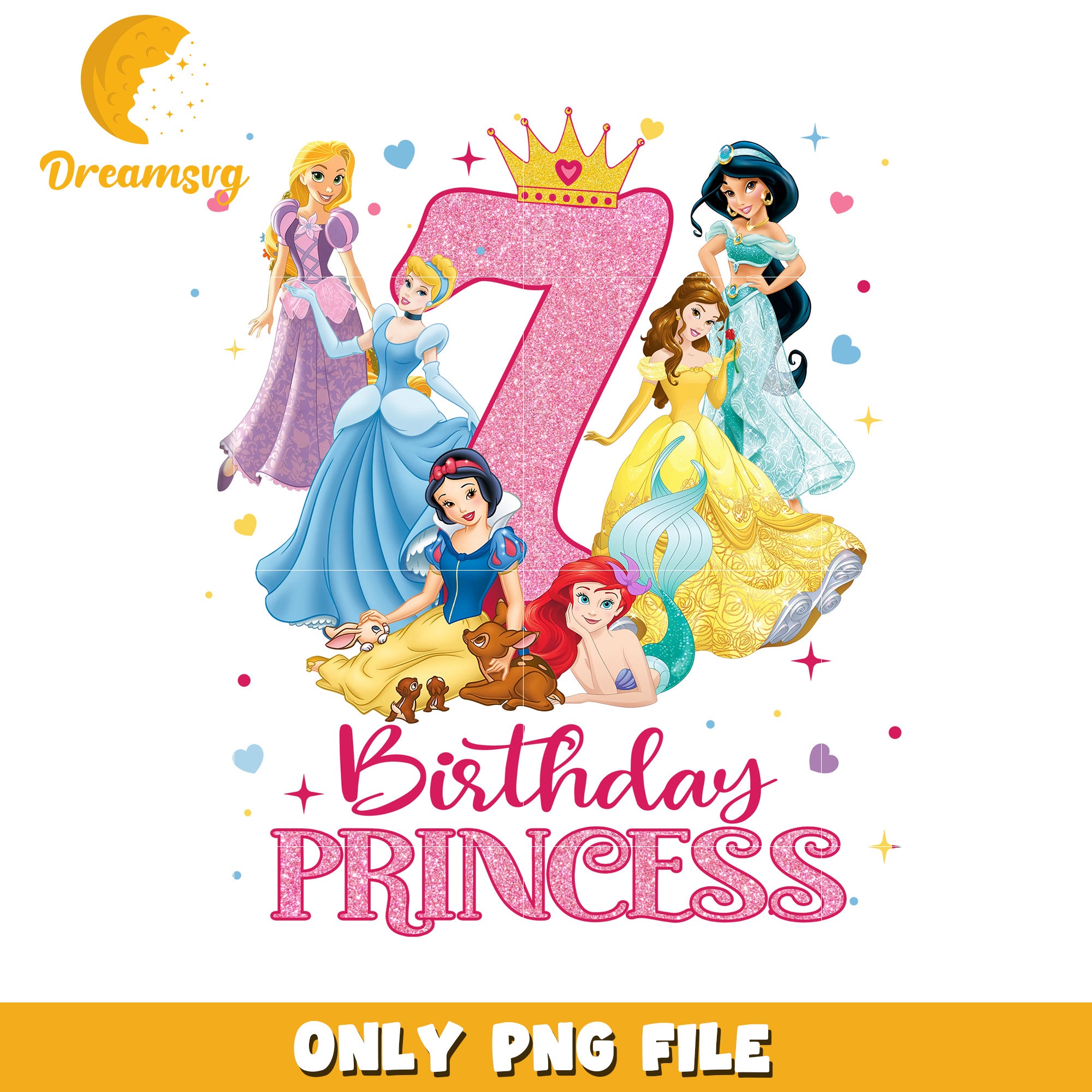 Disney Princess 7th Birthday PNG – DreamSVG Store