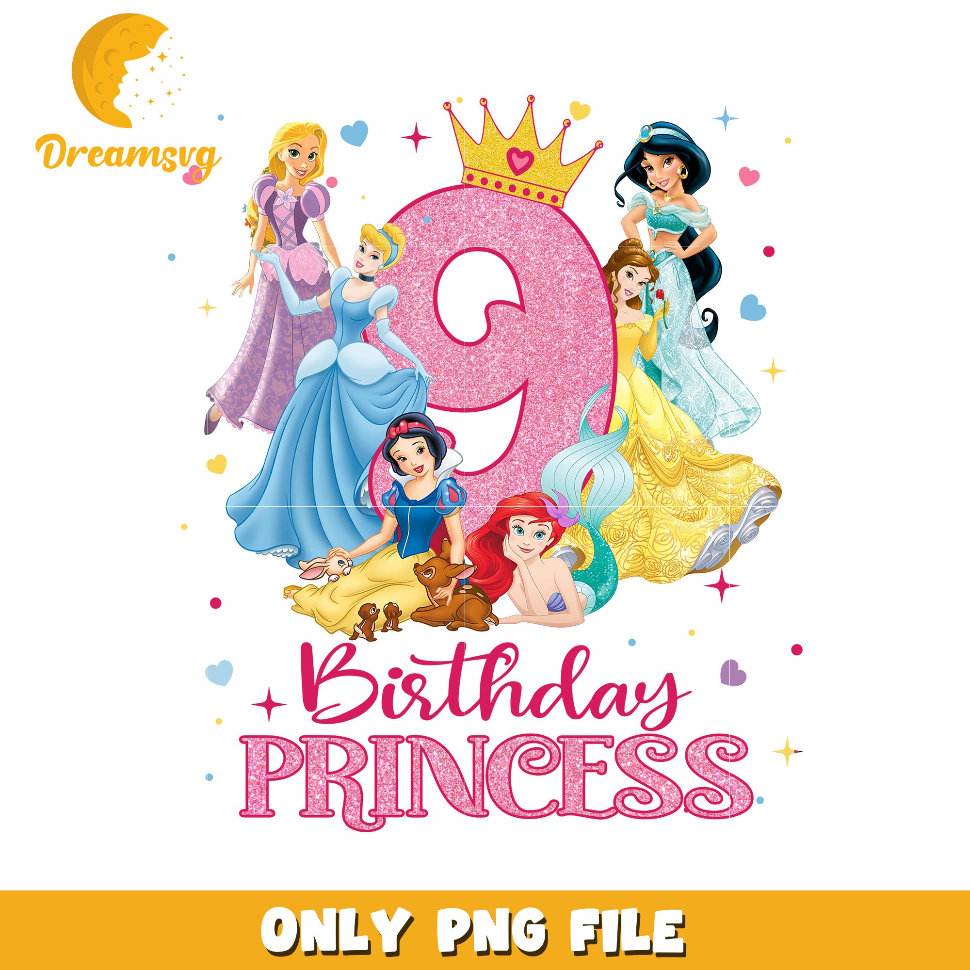 Disney Princess 9th Birthday PNG – DreamSVG Store