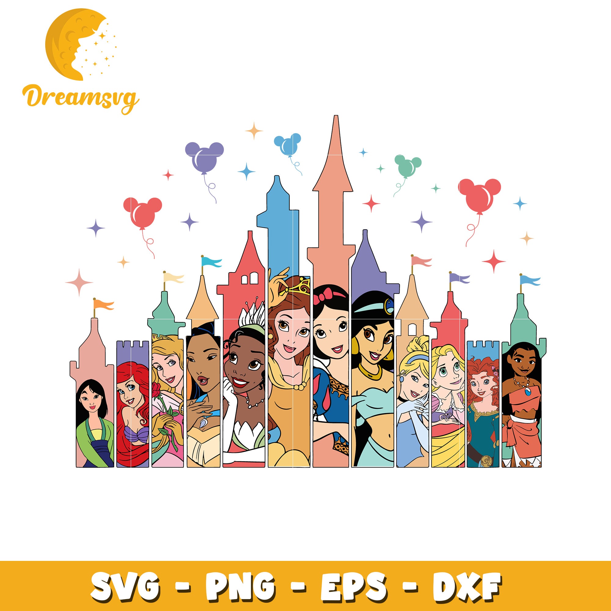 Disney Princesses Castle SVG PNG EPS DXF – DreamSVG Store