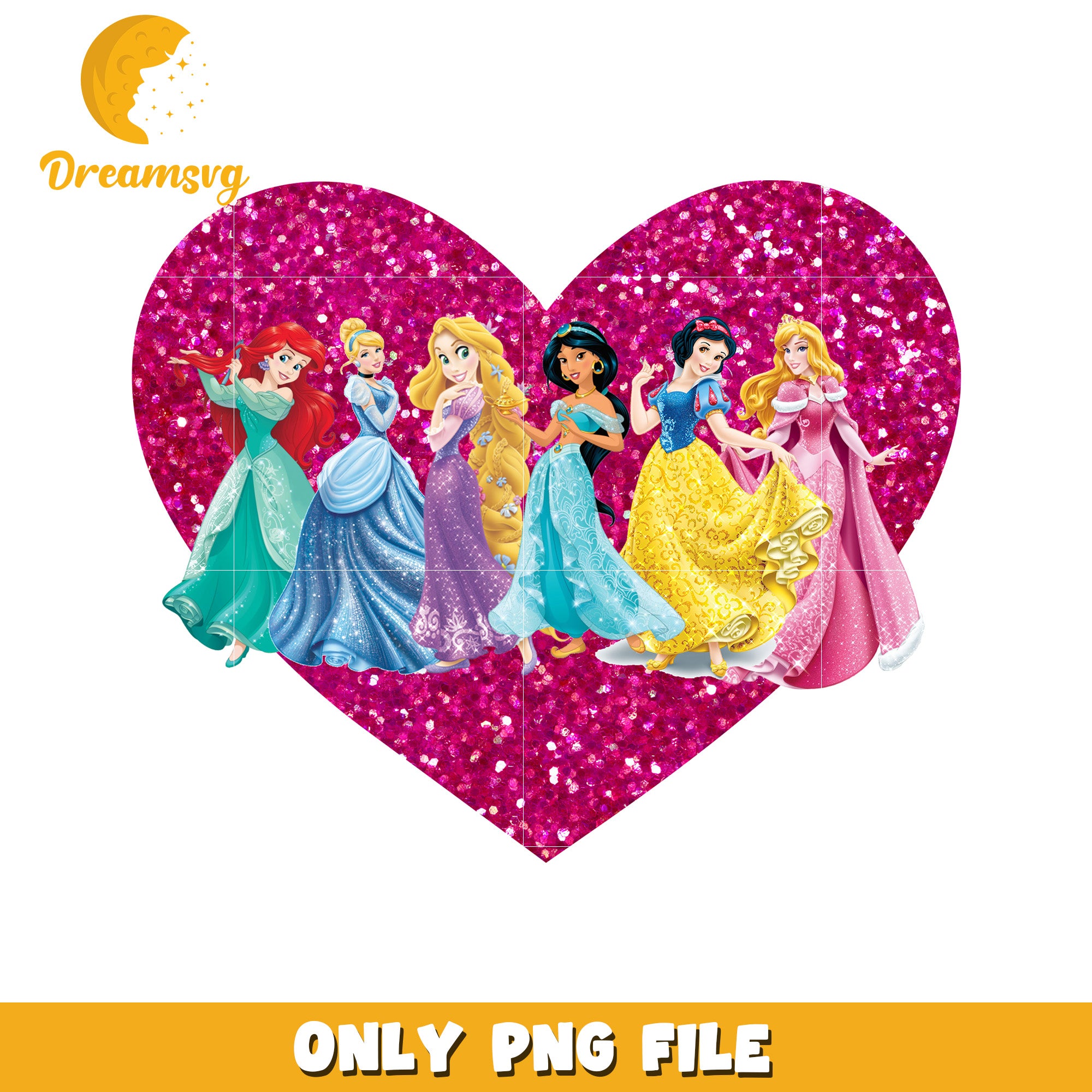 Disney Princesses Heart PNG File for Craft Projects – DreamSVG Store