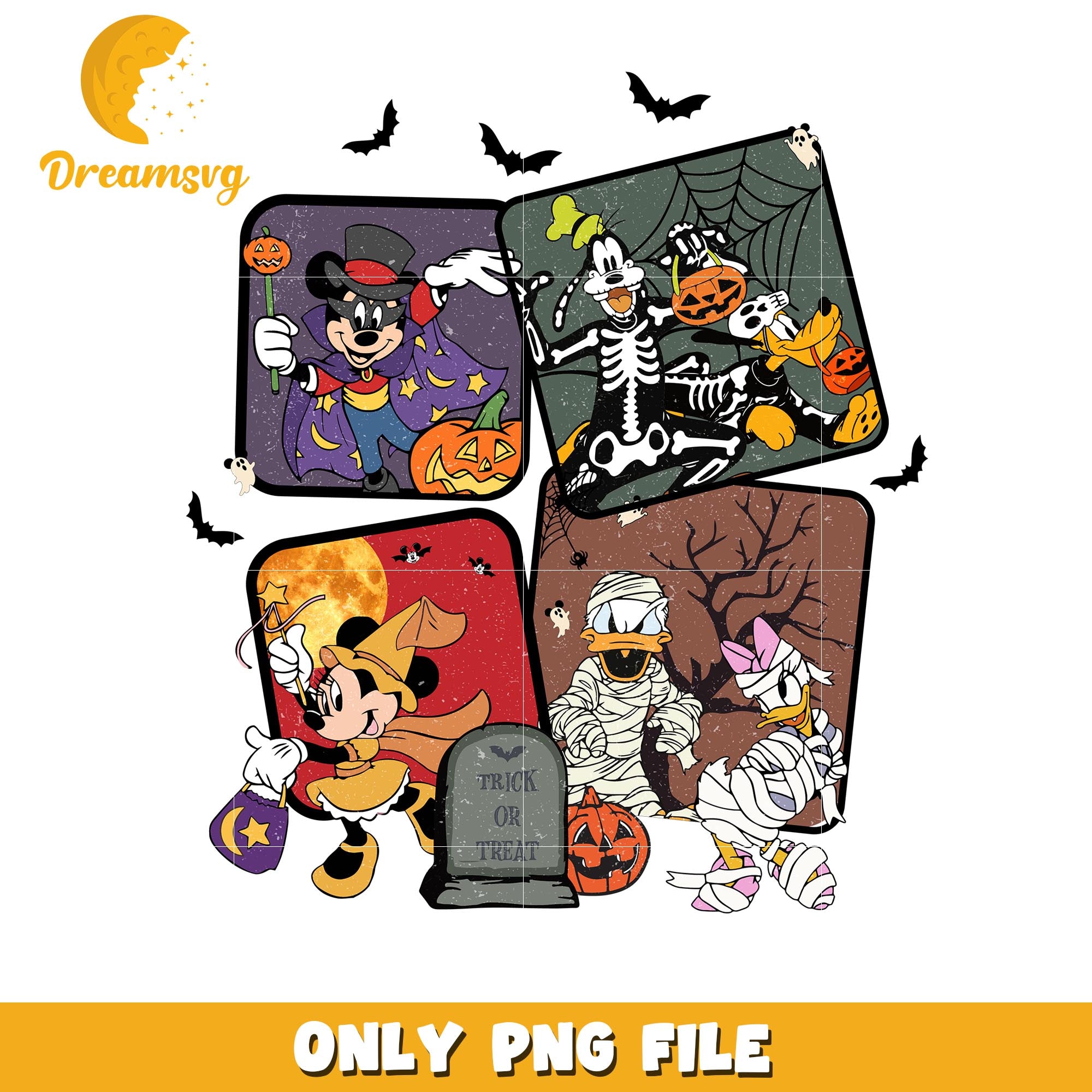 Disney halloween character cards png Disney cartoon halloween friends ...