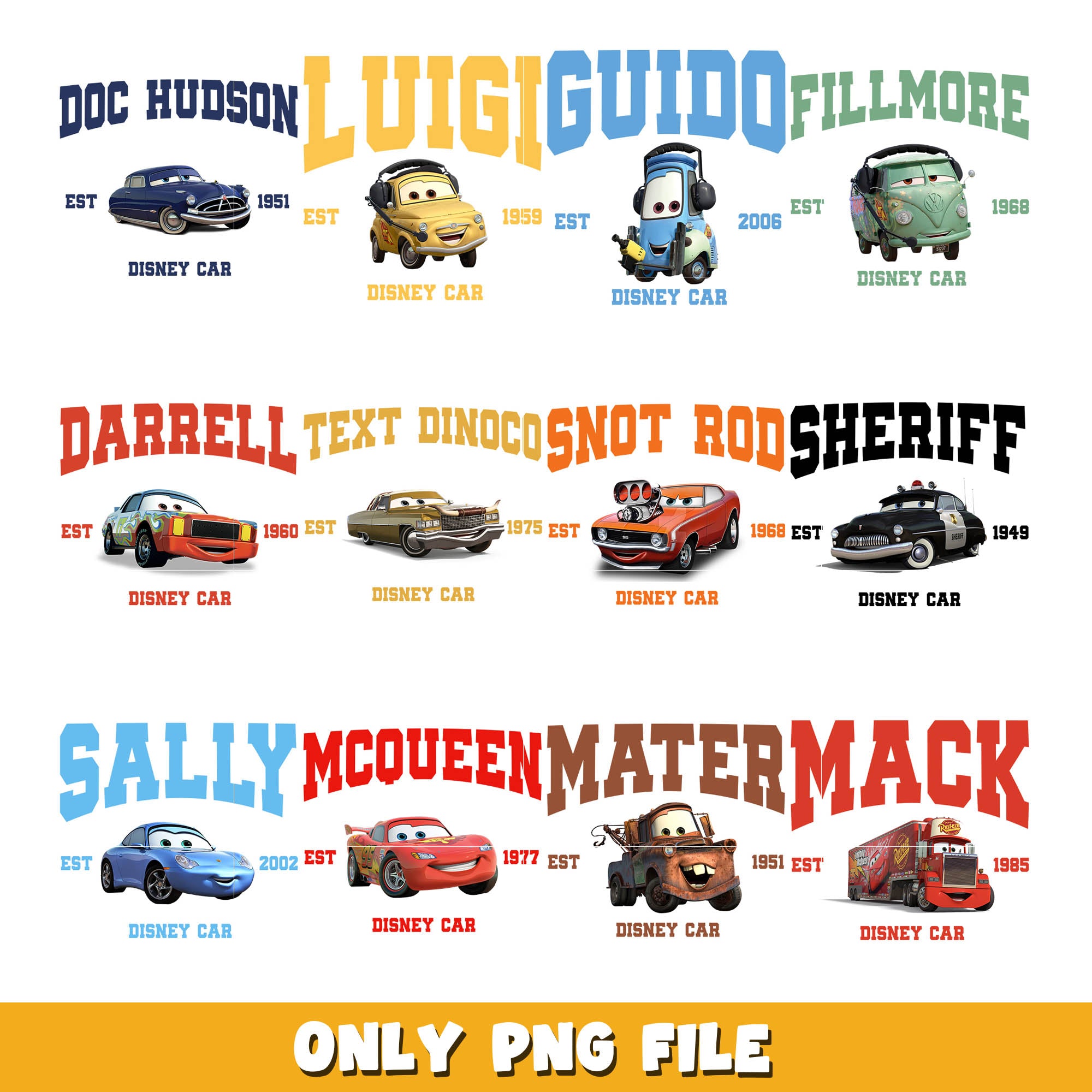 All disney car est png bundle, Disney car png, disney png – DreamSVG Store