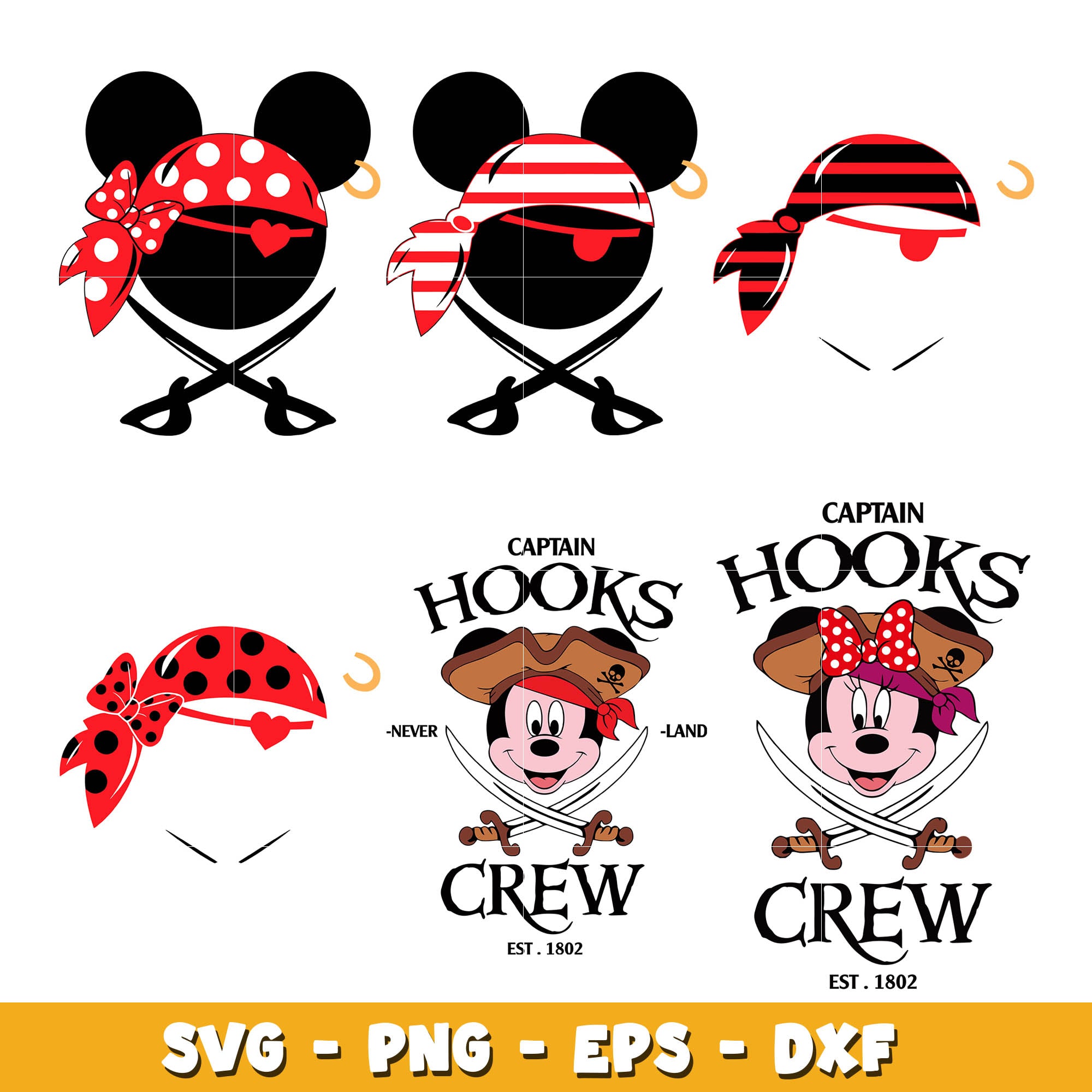 Disney mickey captain hooks svg bundle, Disney mickey svg, Disney svg ...