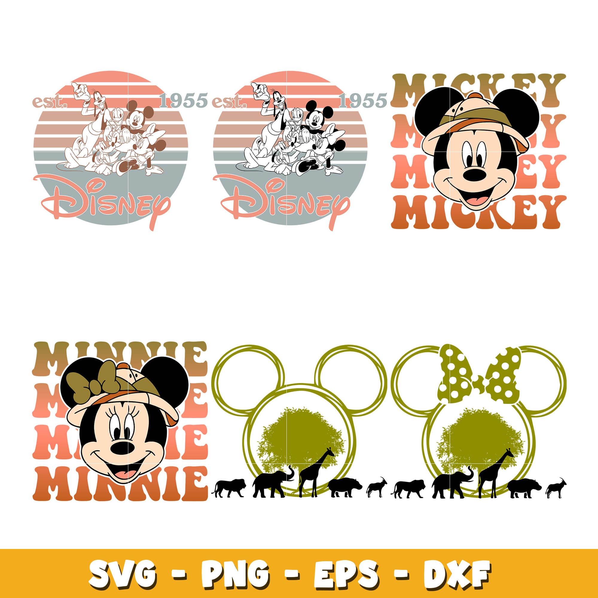 Mickey head wild animal bundle svg, Disney svg, Digital download ...