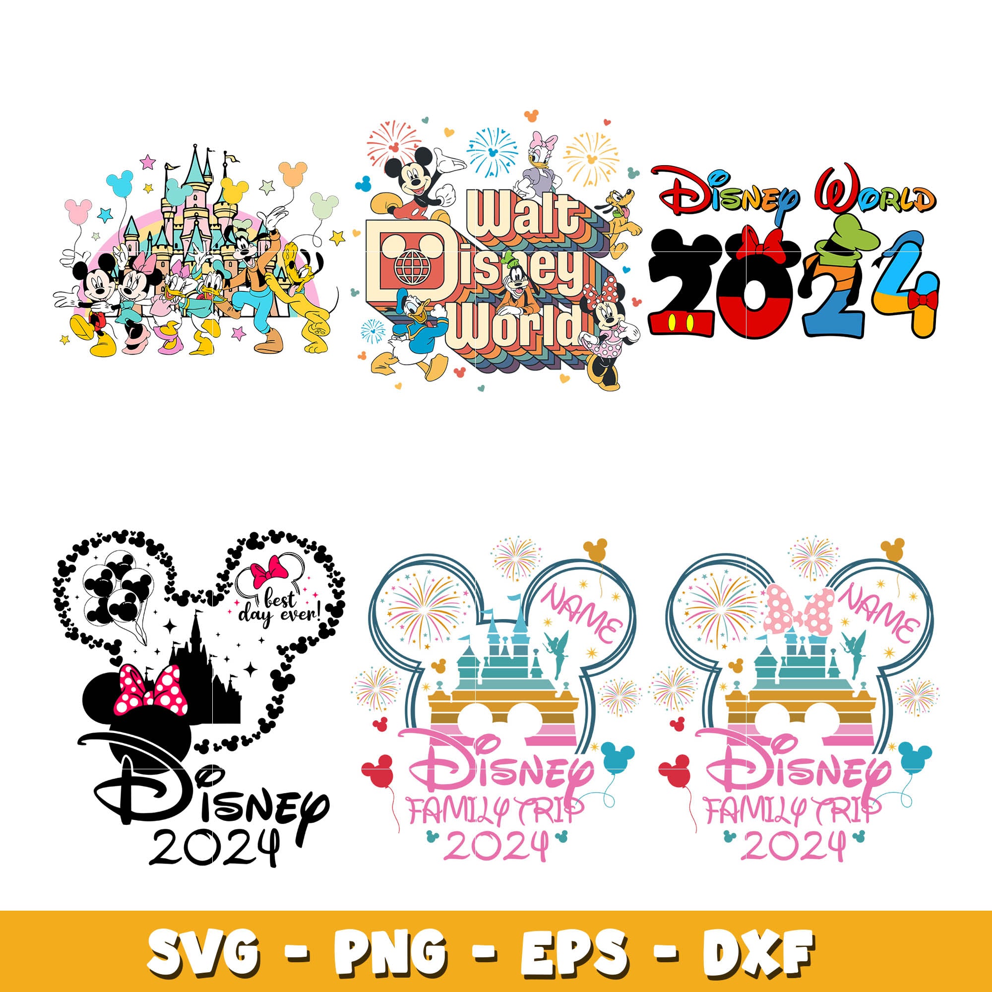 Magic Kingdom Disney friends bundle svg, Disney cartoon svg, Digital d ...