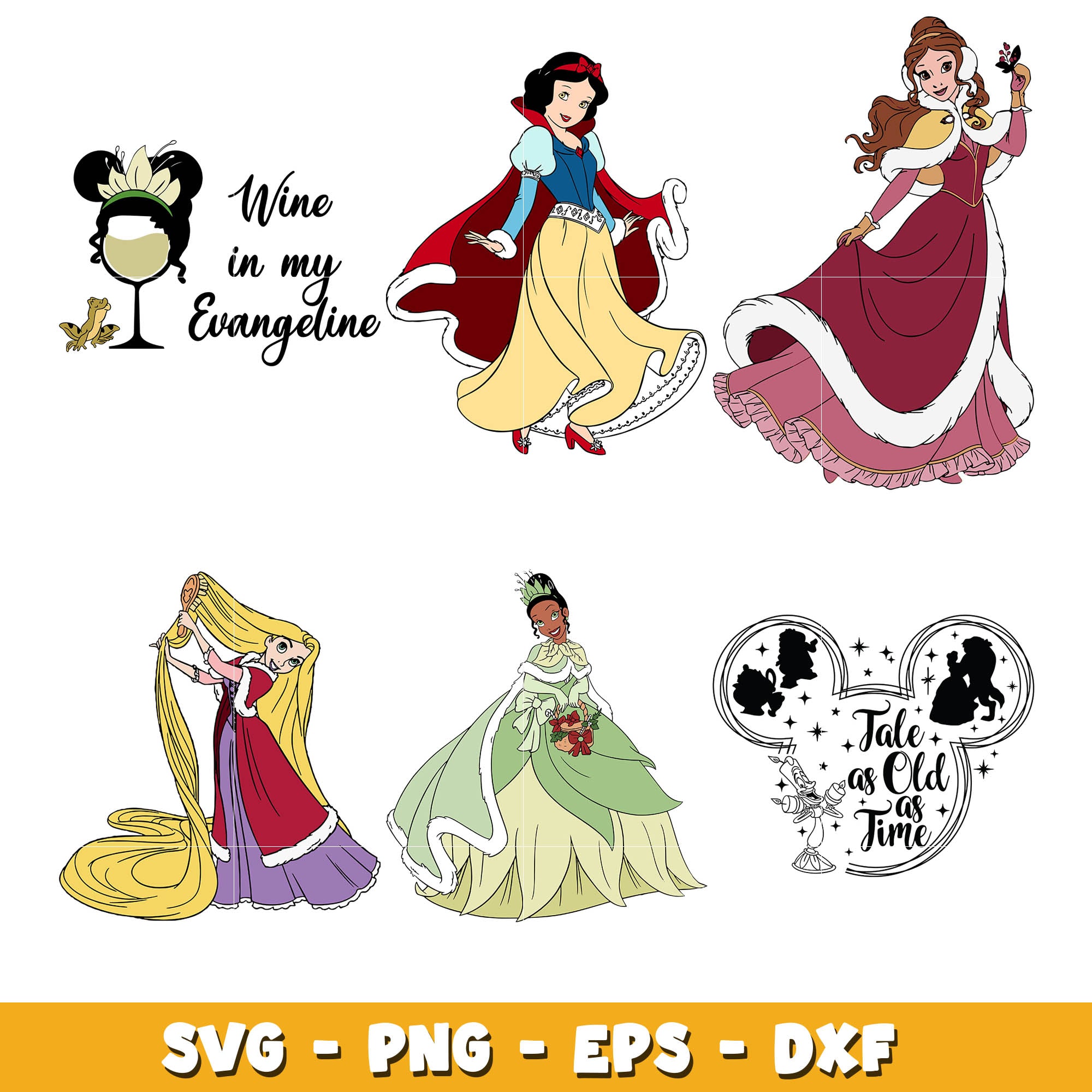 Princess disney tale as old as time svg bundle, Disney princess svg, D ...
