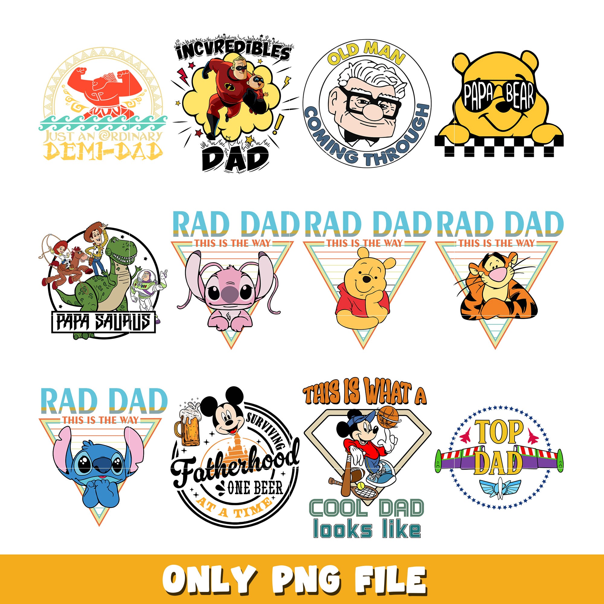 Disney Mouse and friends dad bundle png, Disney cartoon png, Digital d ...