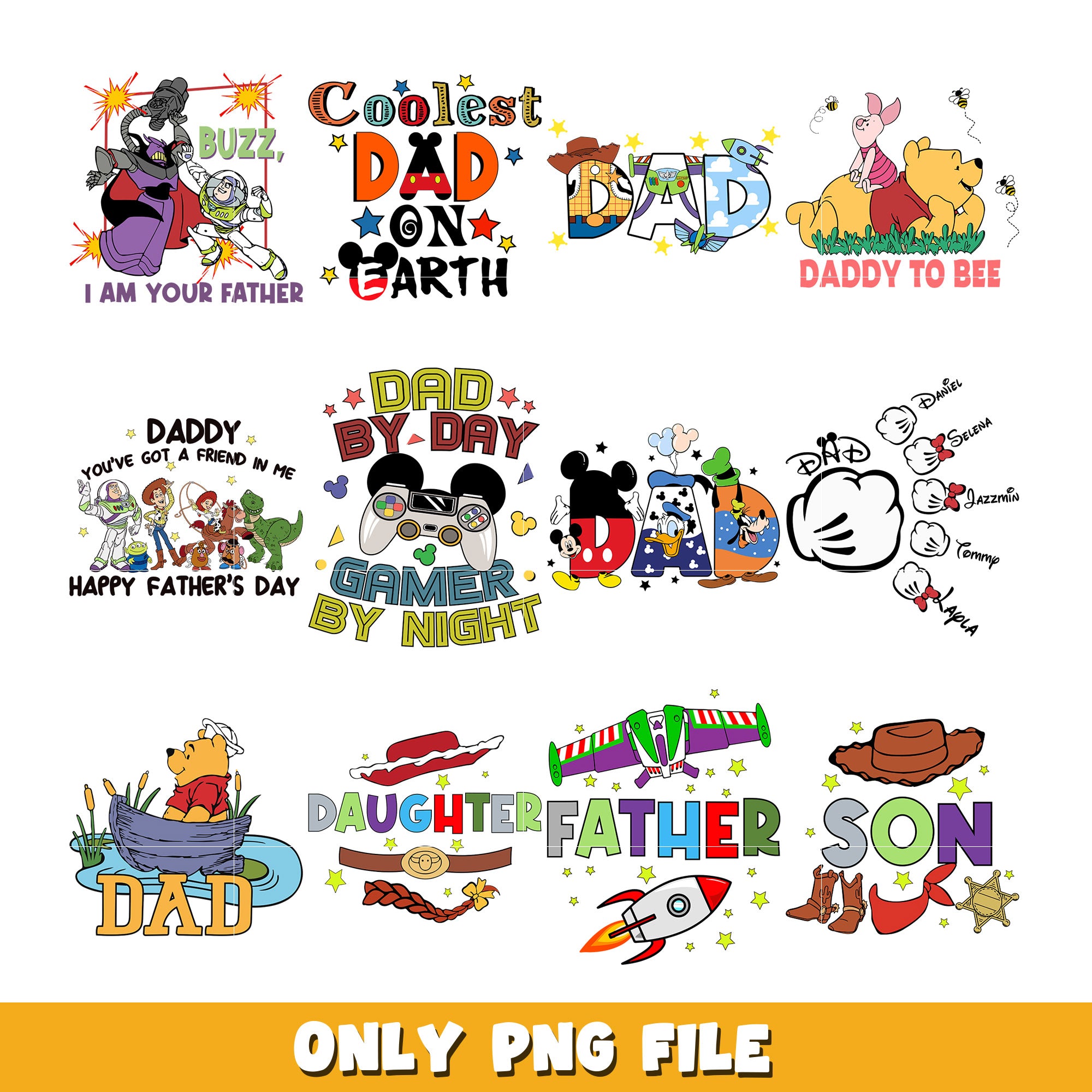 Dad Sublimation bundle png, Disney cartoon png, Digital download ...