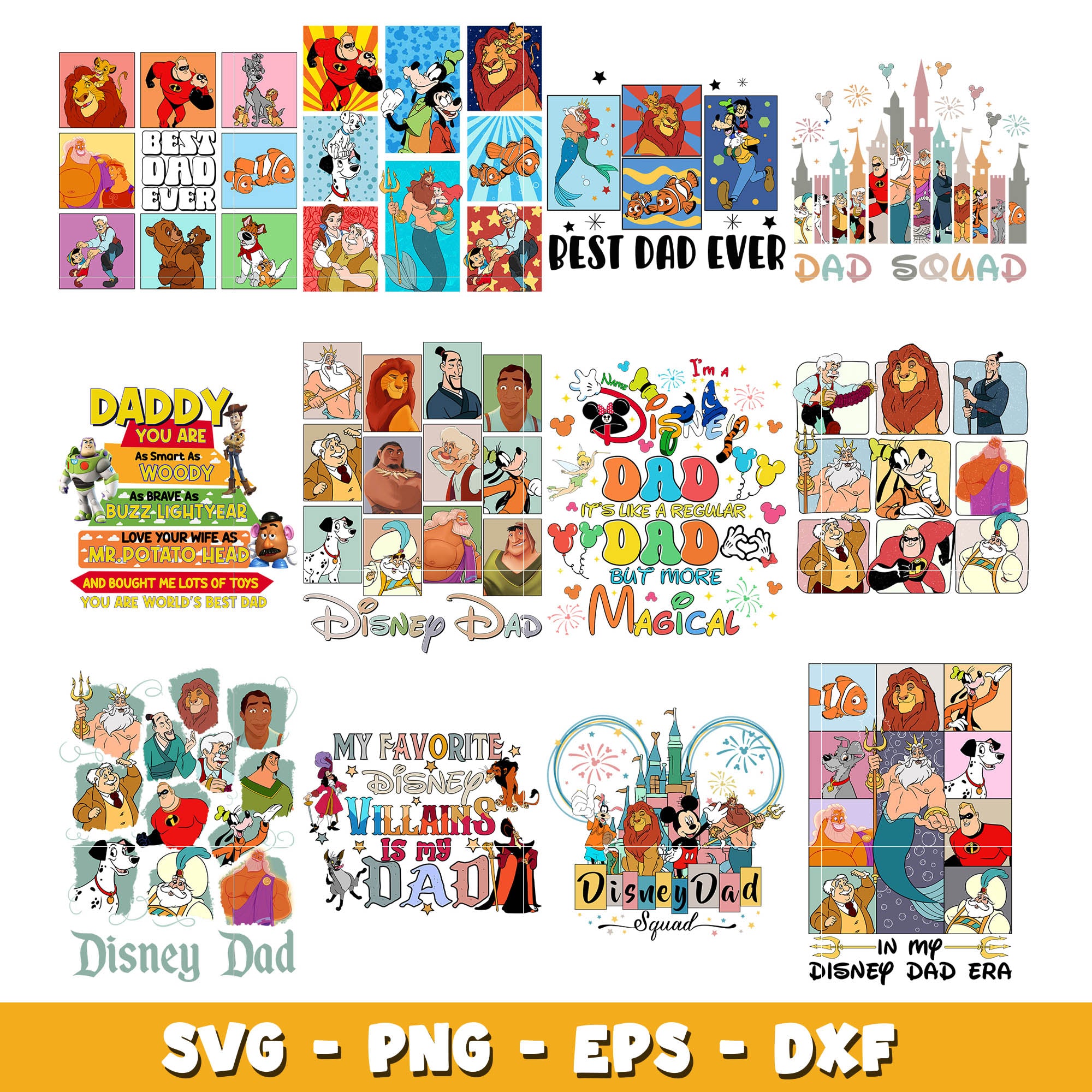 Disney cartoon best dad ever svg bundle, Father day svg, Disney svg ...