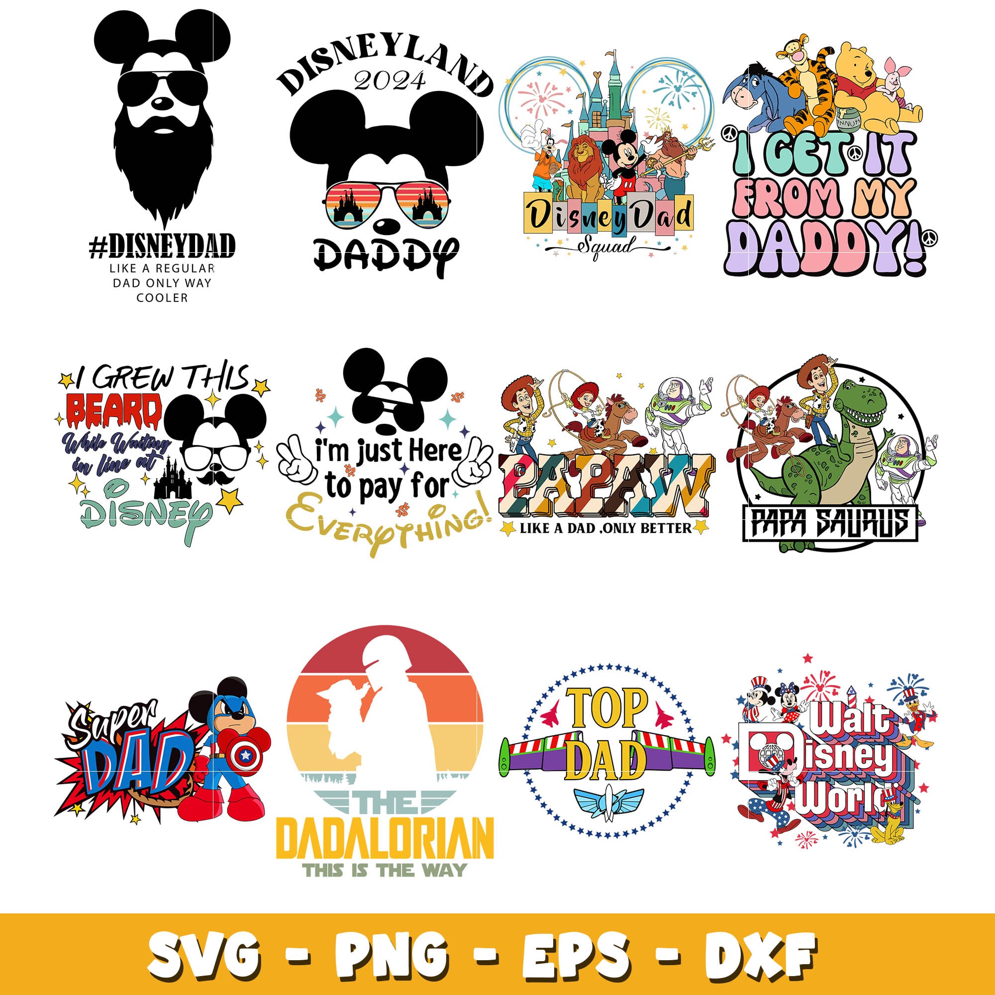 Disney mickey dad squad svg bundle, Father day svg, Disney svg ...