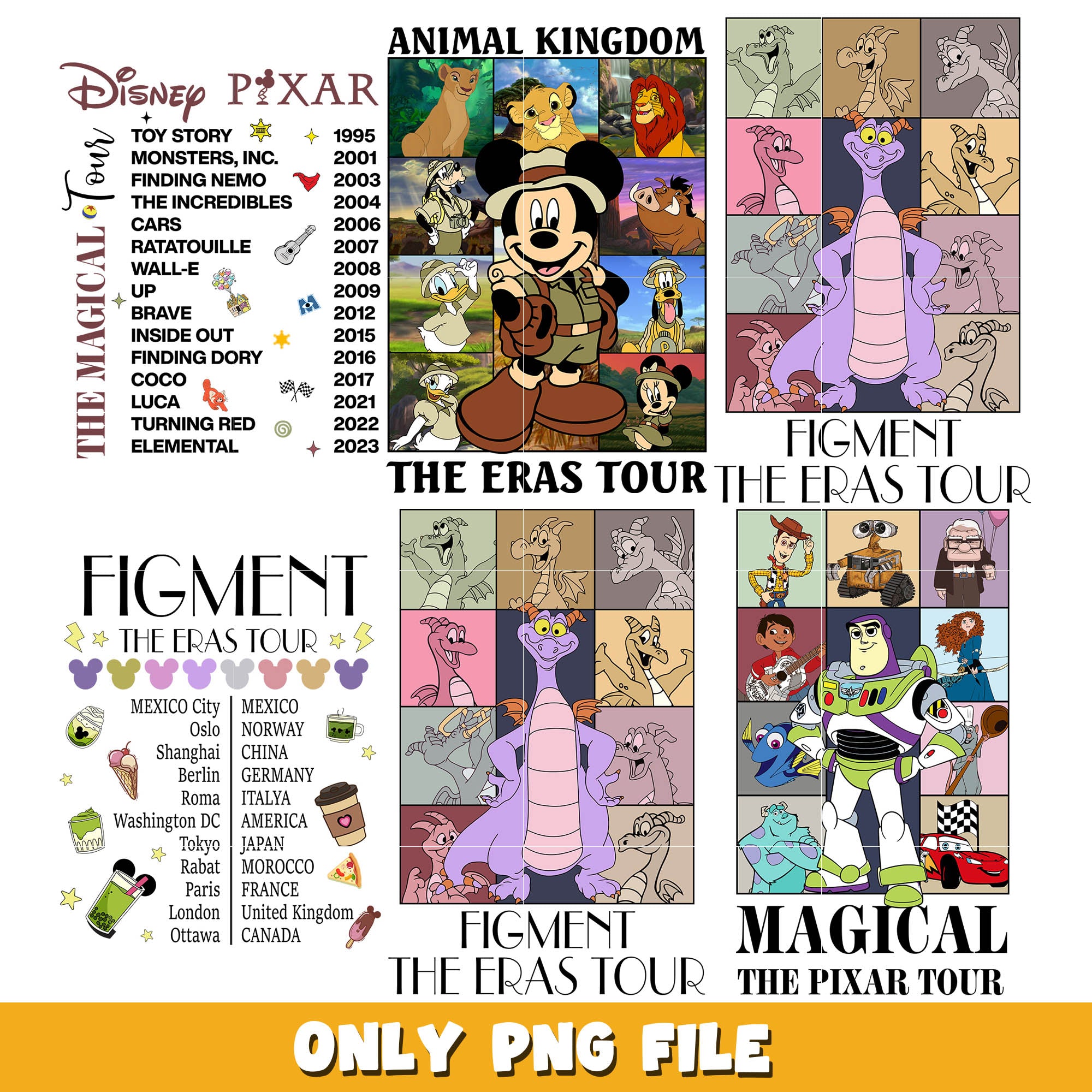Disney the eras tour png bundle, Disney eras tour png, Disney png ...