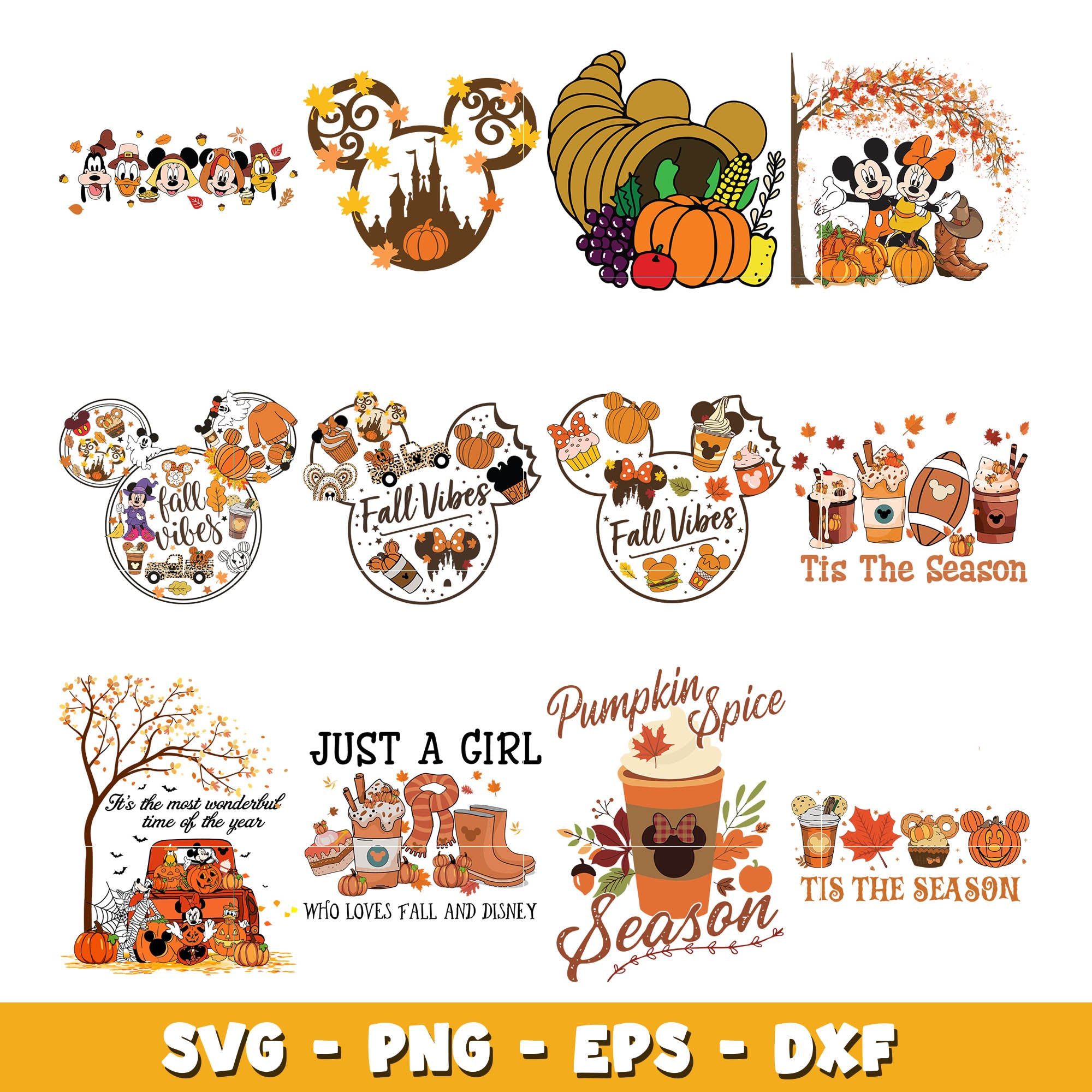 Disney mickey head fall vibes svg bundle, Disney fall svg, Disney svg ...
