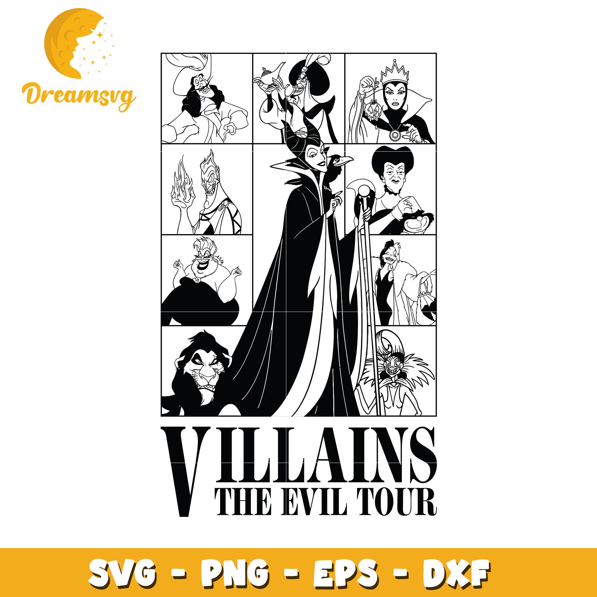 Disneyland villains evil tour svg, Disney friends halloween vibes svg ...