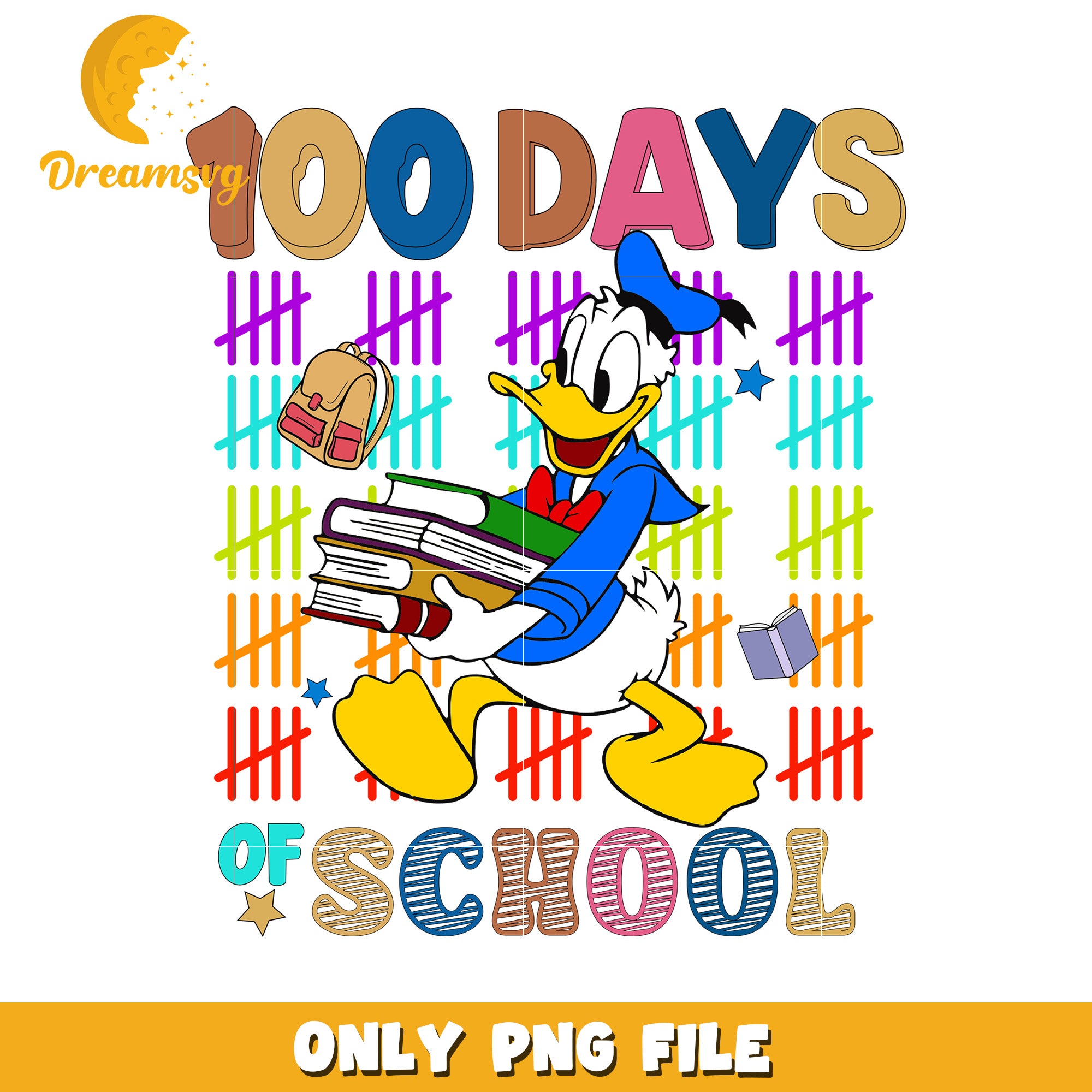Donald Duck 100 Days School PNG – DreamSVG Store