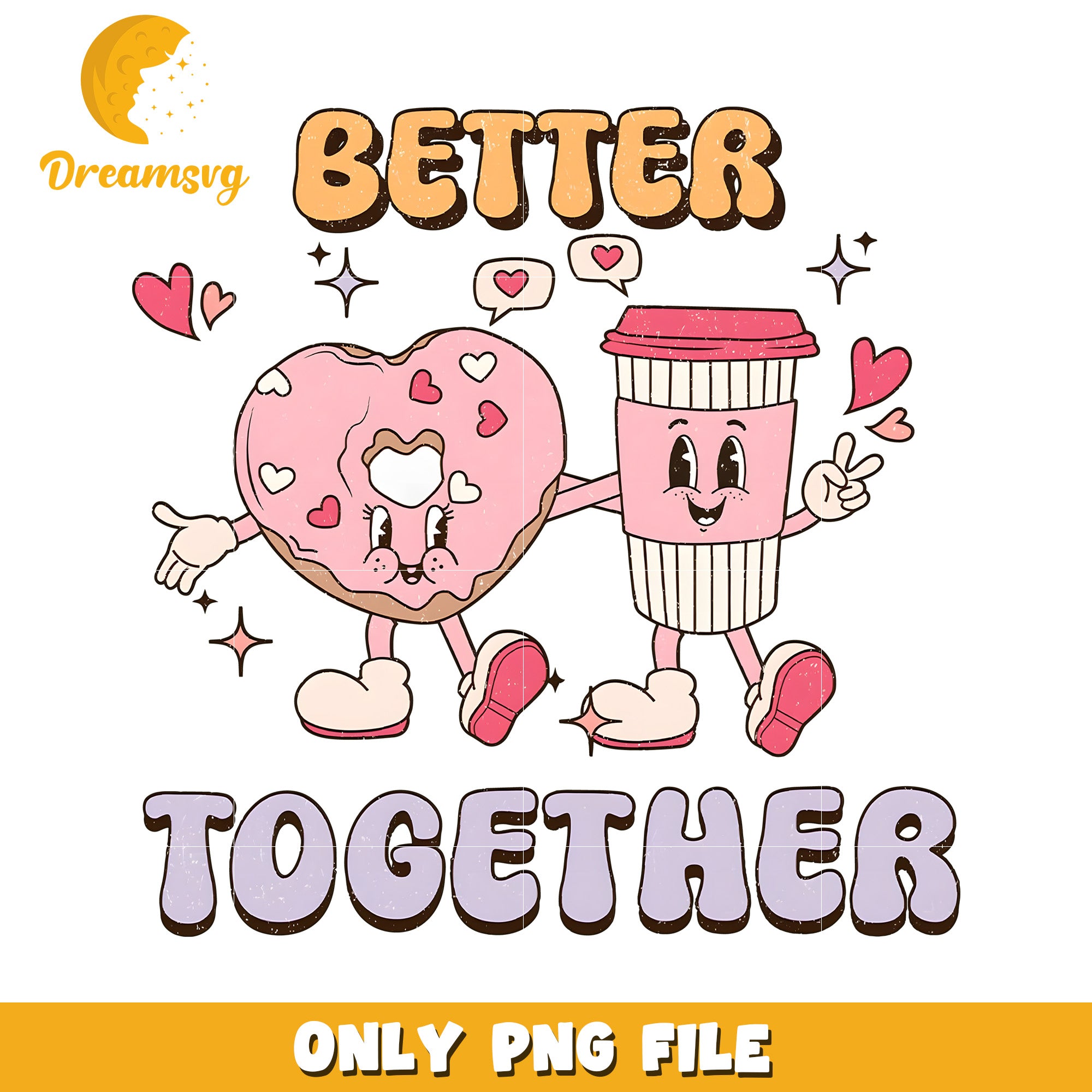 Donut Coffee Couple PNG Design – DreamSVG Store