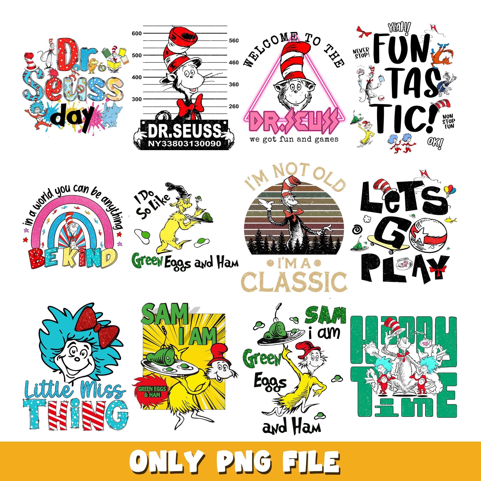Cat in hat Cartoon Reading Day png, Dr Seuss bundle png, cartoon png ...
