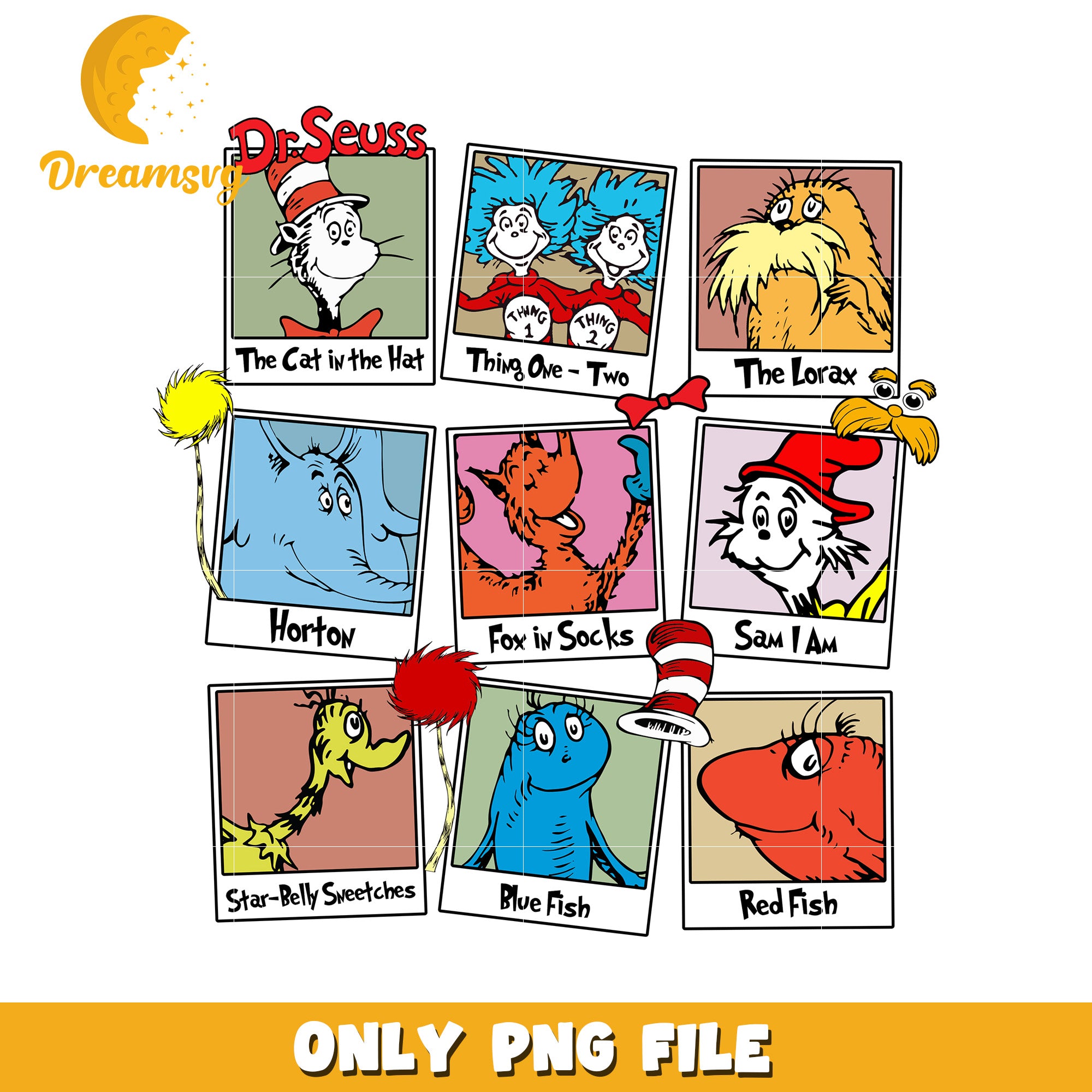 Dr Seuss Character Collage PNG Art for Kids Decor – DreamSVG Store