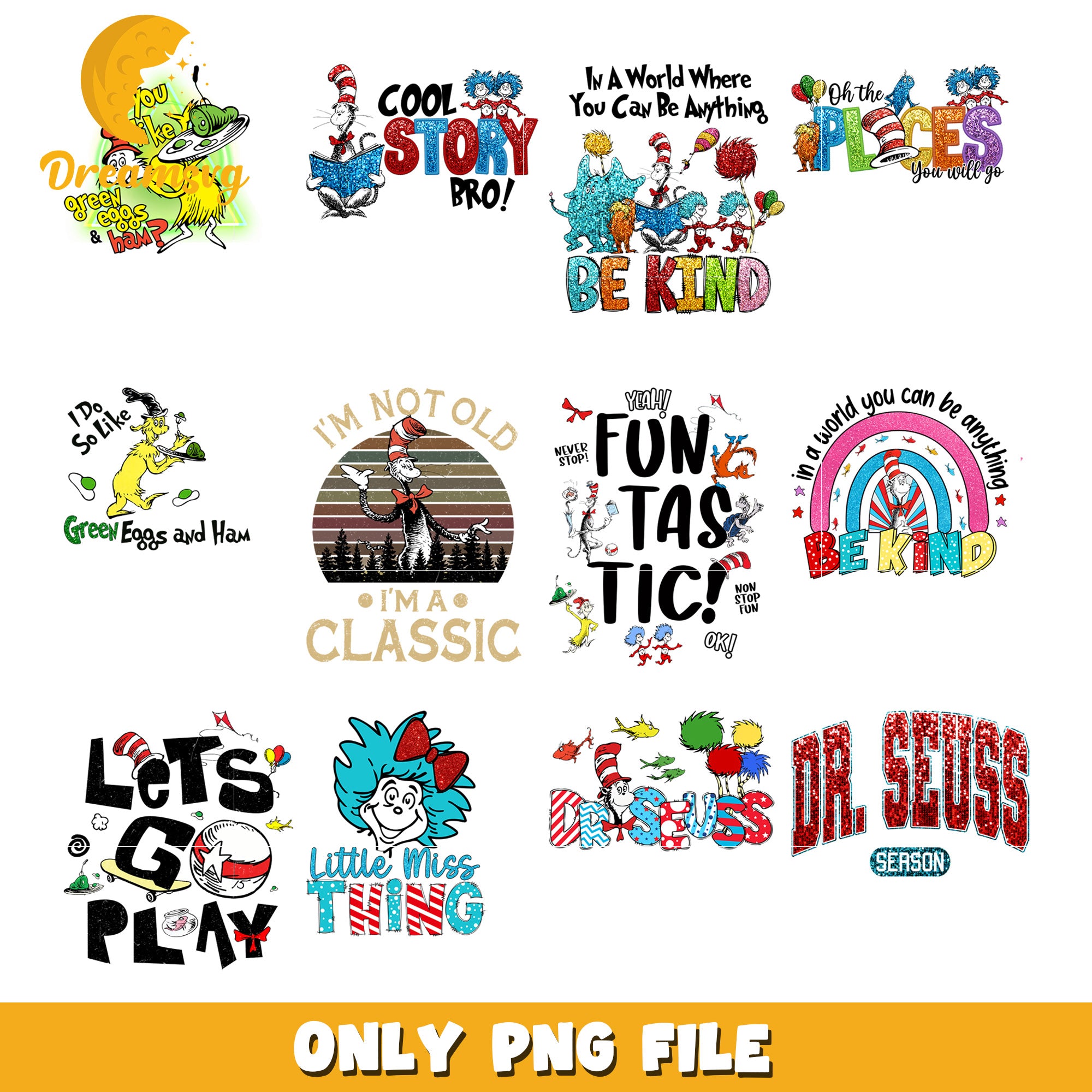Dr Seuss Inspired Bundle of Fun and Kindness PNGs – DreamSVG Store