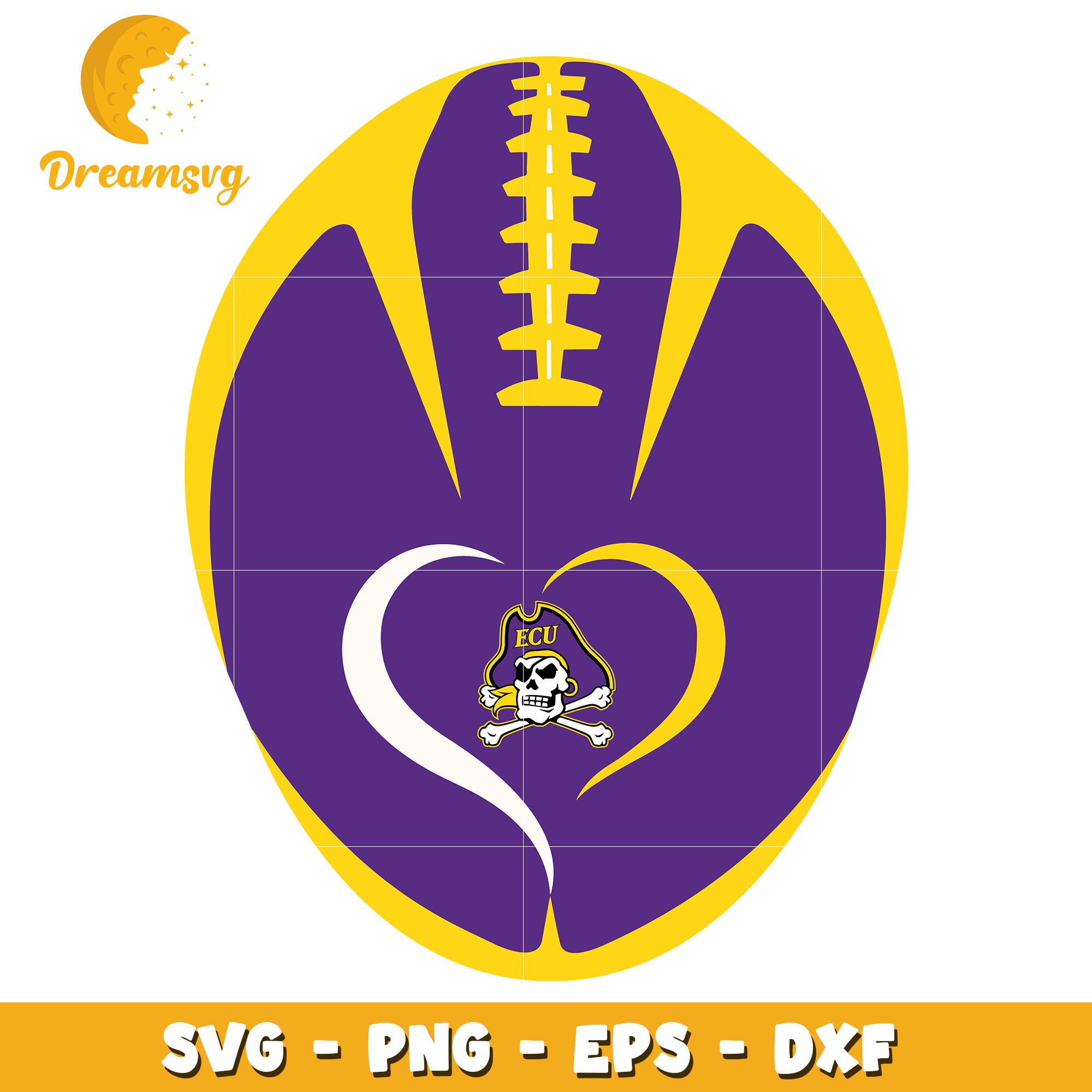 ECU Pirates Heart Football SVG PNG EPS DXF – DreamSVG Store