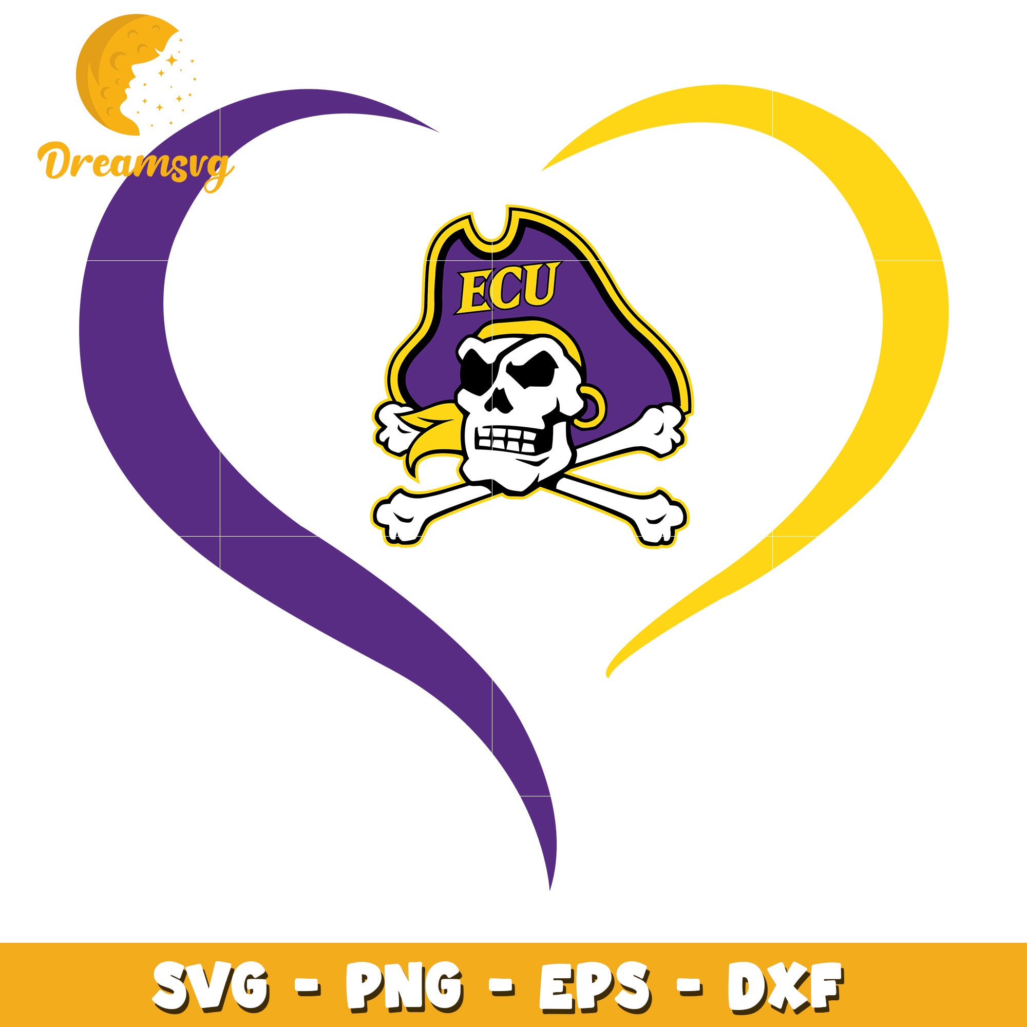 ECU Pirates Heart SVG PNG EPS DXF – DreamSVG Store
