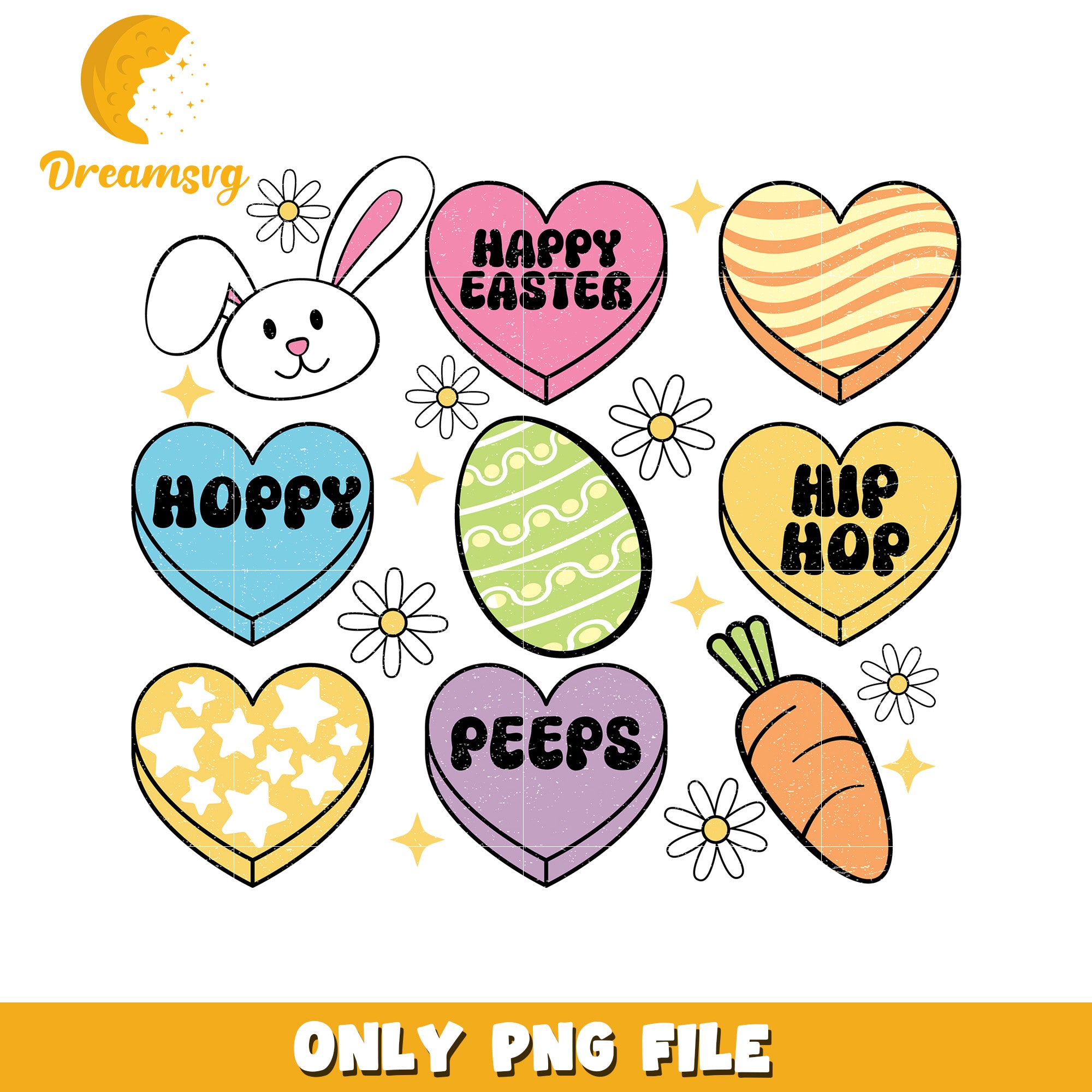 Easter Bunny Candy Hearts PNG Clipart – DreamSVG Store